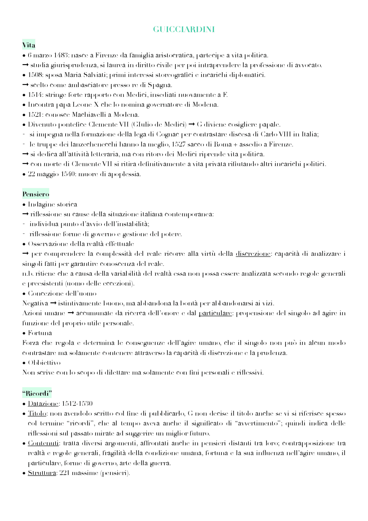 Francesco Guicciardini Docsity