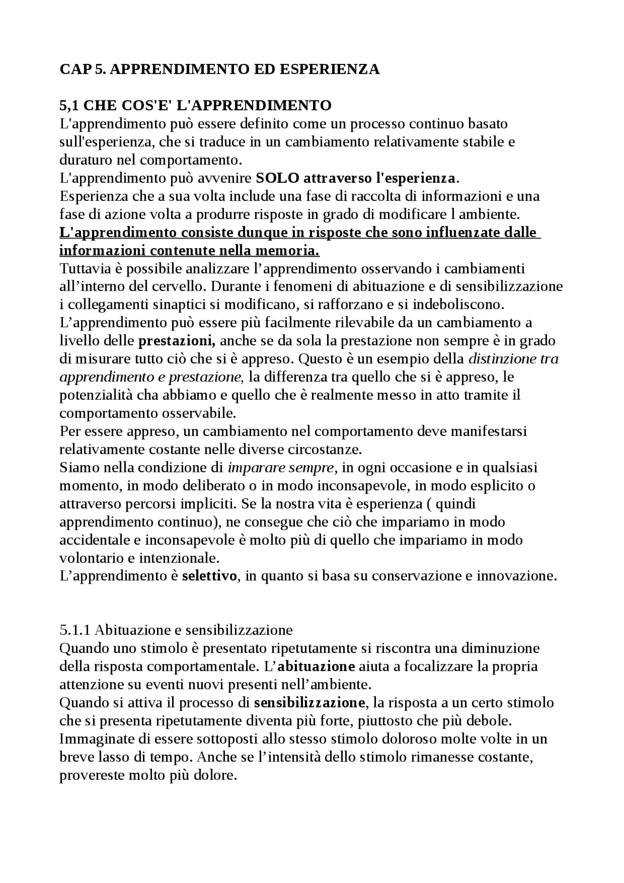 Psicologia Generale Apprendimento Ed Esperienza Docsity