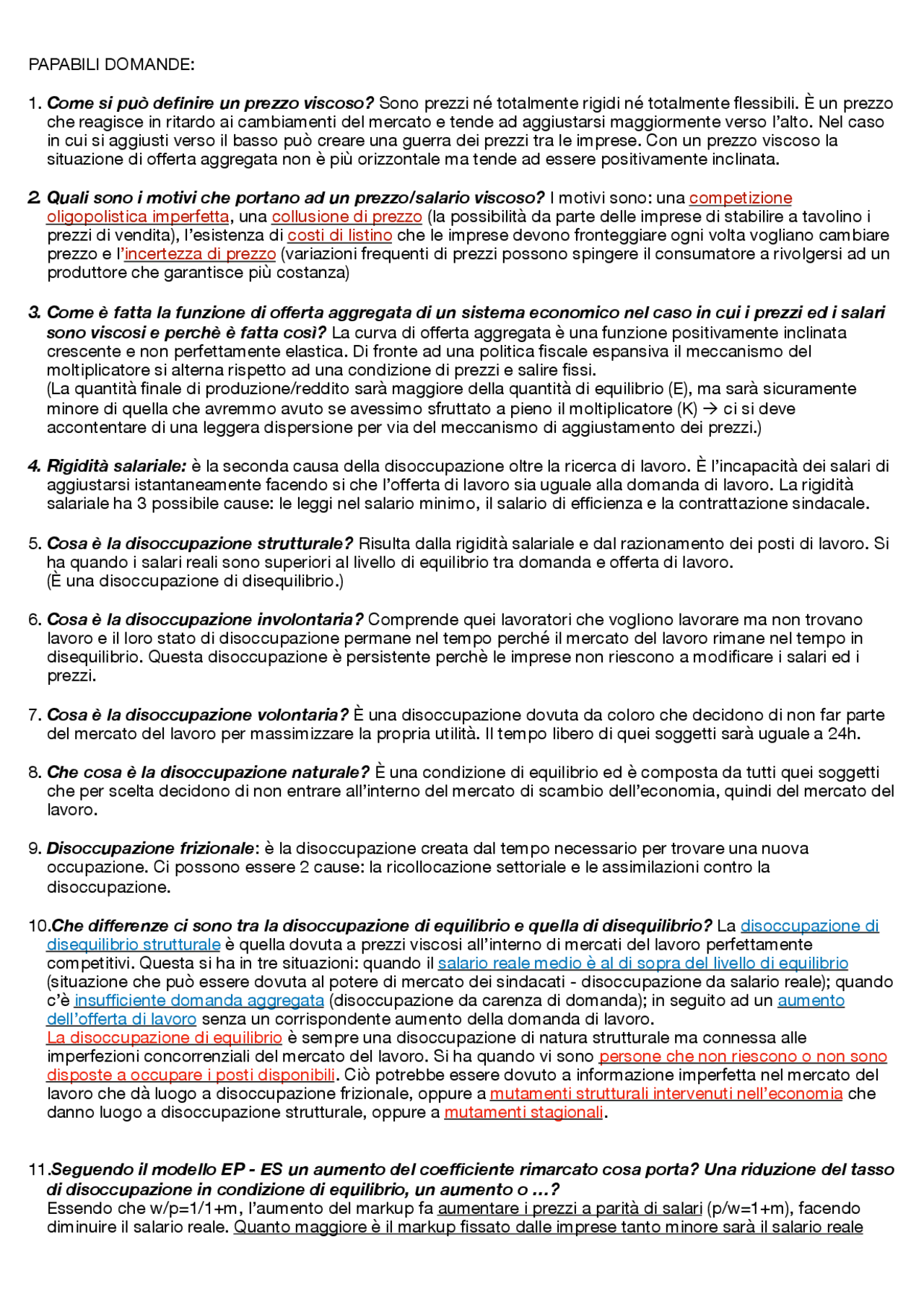 Macroeconomia Domande Docsity