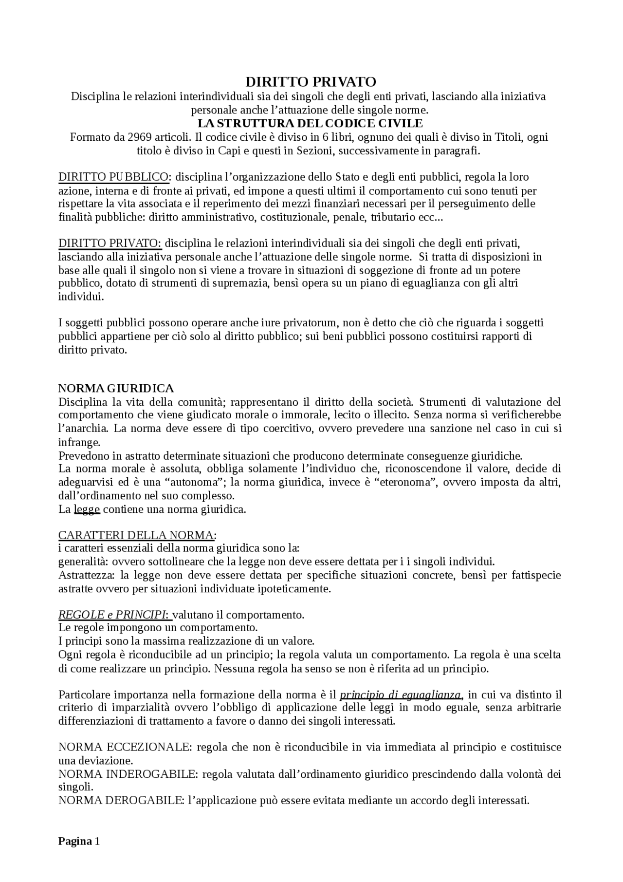Riassunto Libro Diritto Privato Docsity