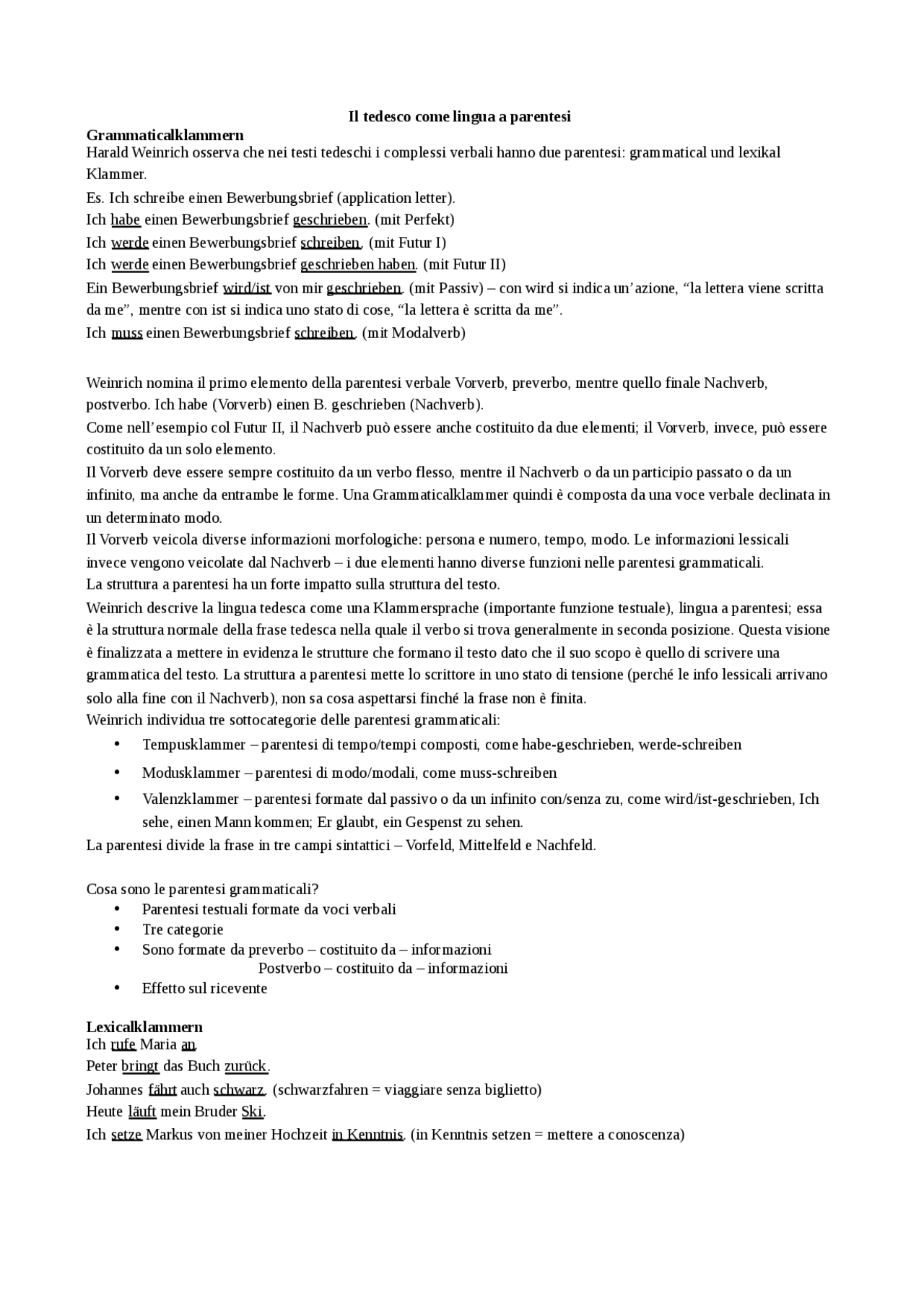 Appunti Lingua Tedesca 2 Docsity