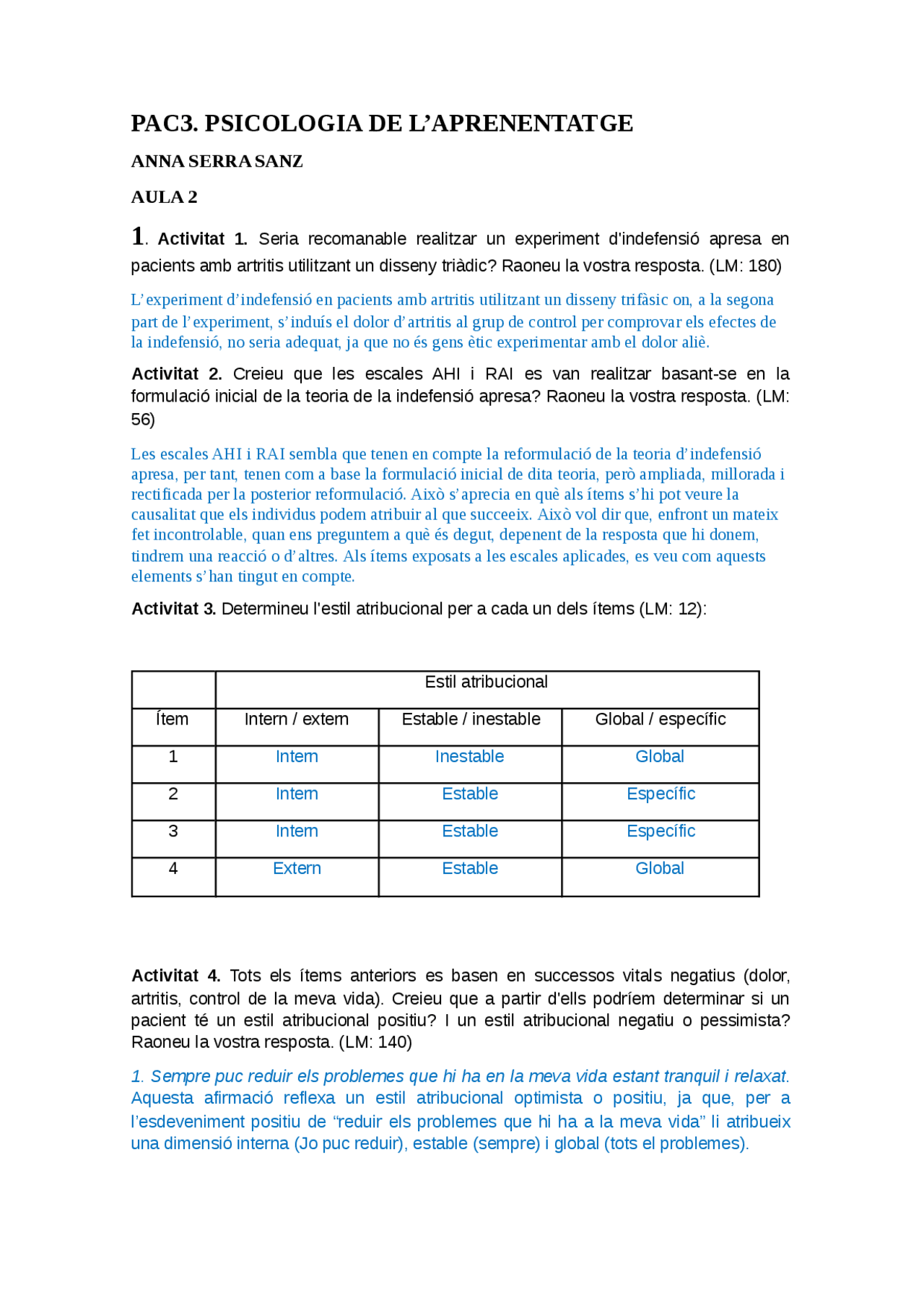 Pac1 Psicologia De Laprenentatge Docsity