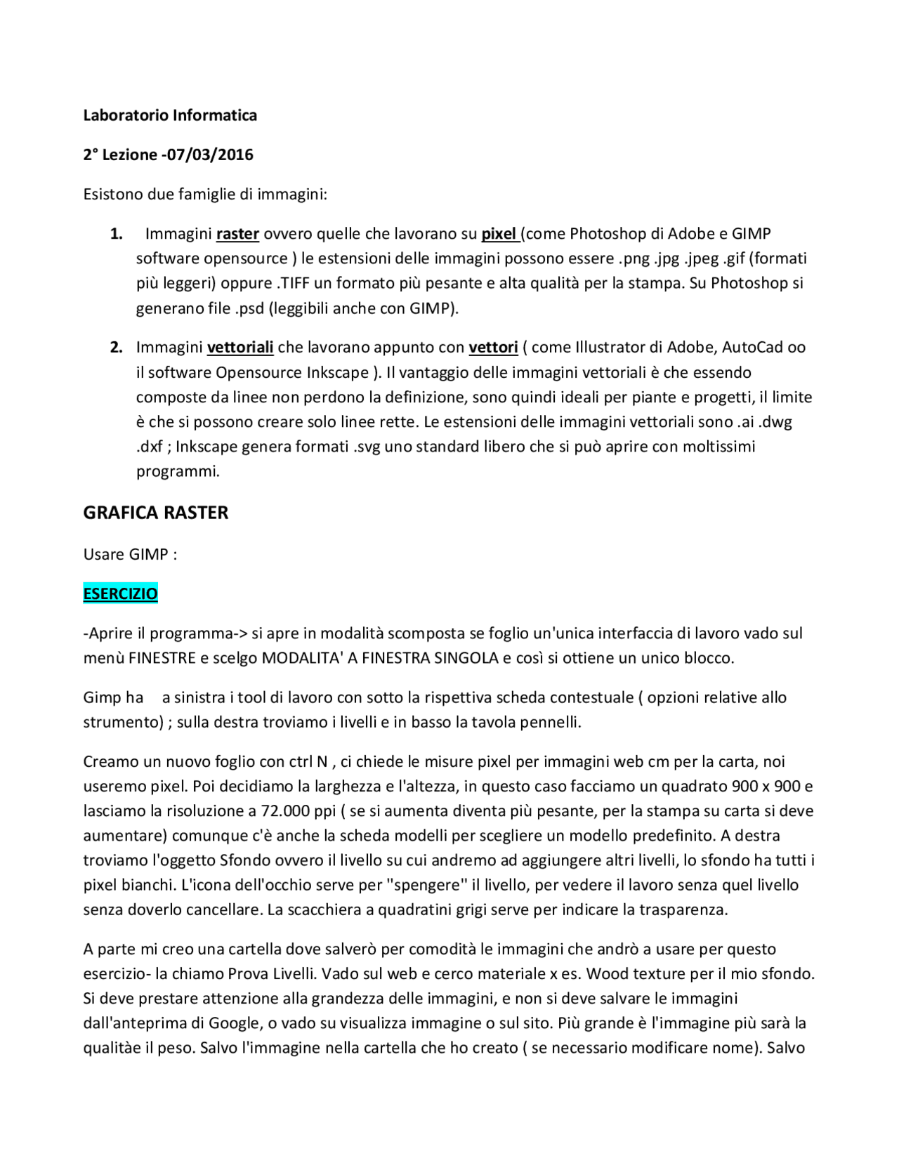Appunti Laboratorio Informatica Prof Salvatore Paone Docsity