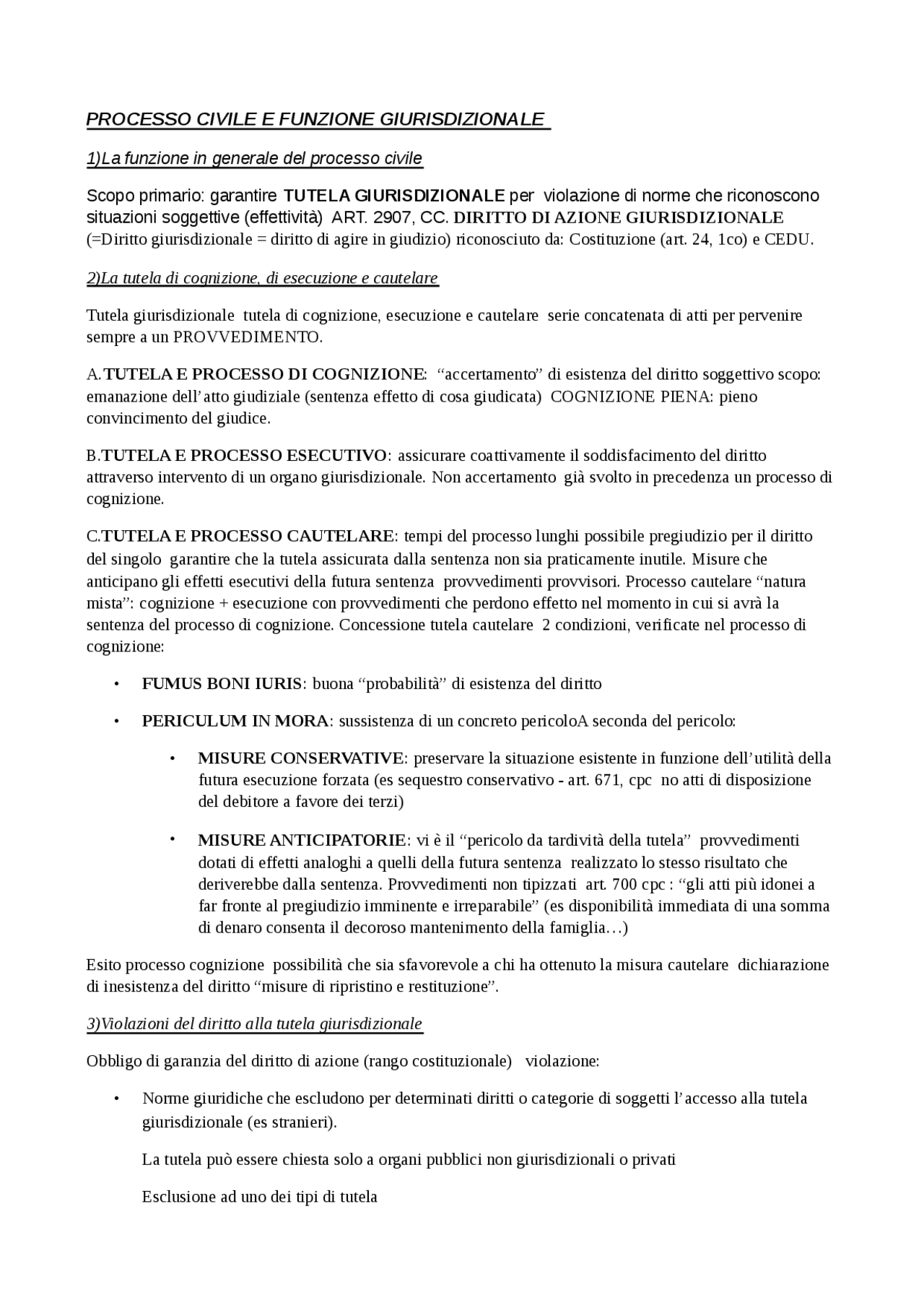 Diritto Processuale Civile Parte Generale Docsity