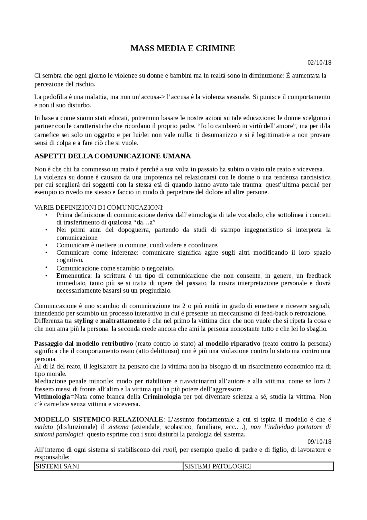 Mass Media E Crimine Appunti Docsity