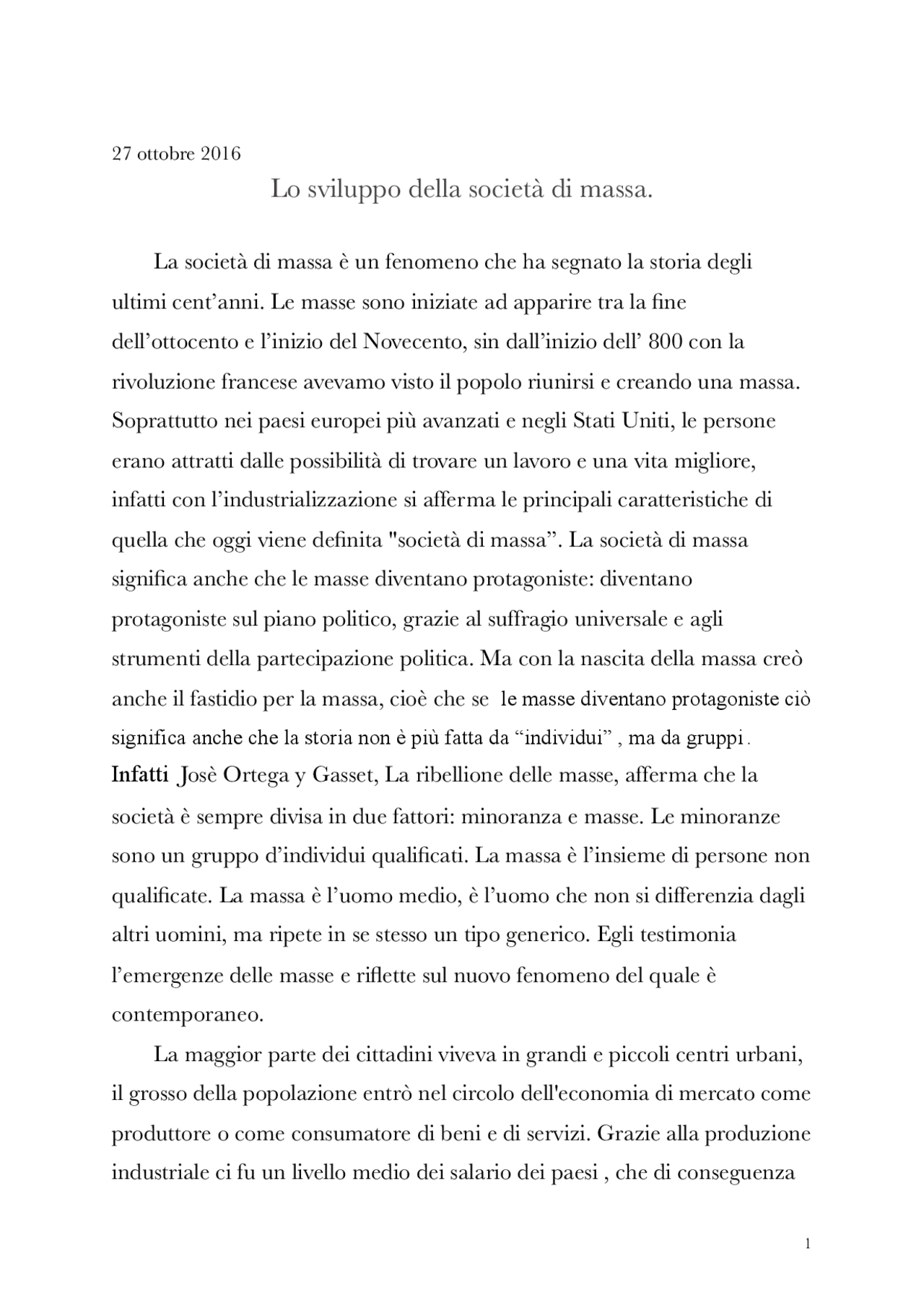 La Società Di Massa Docsity
