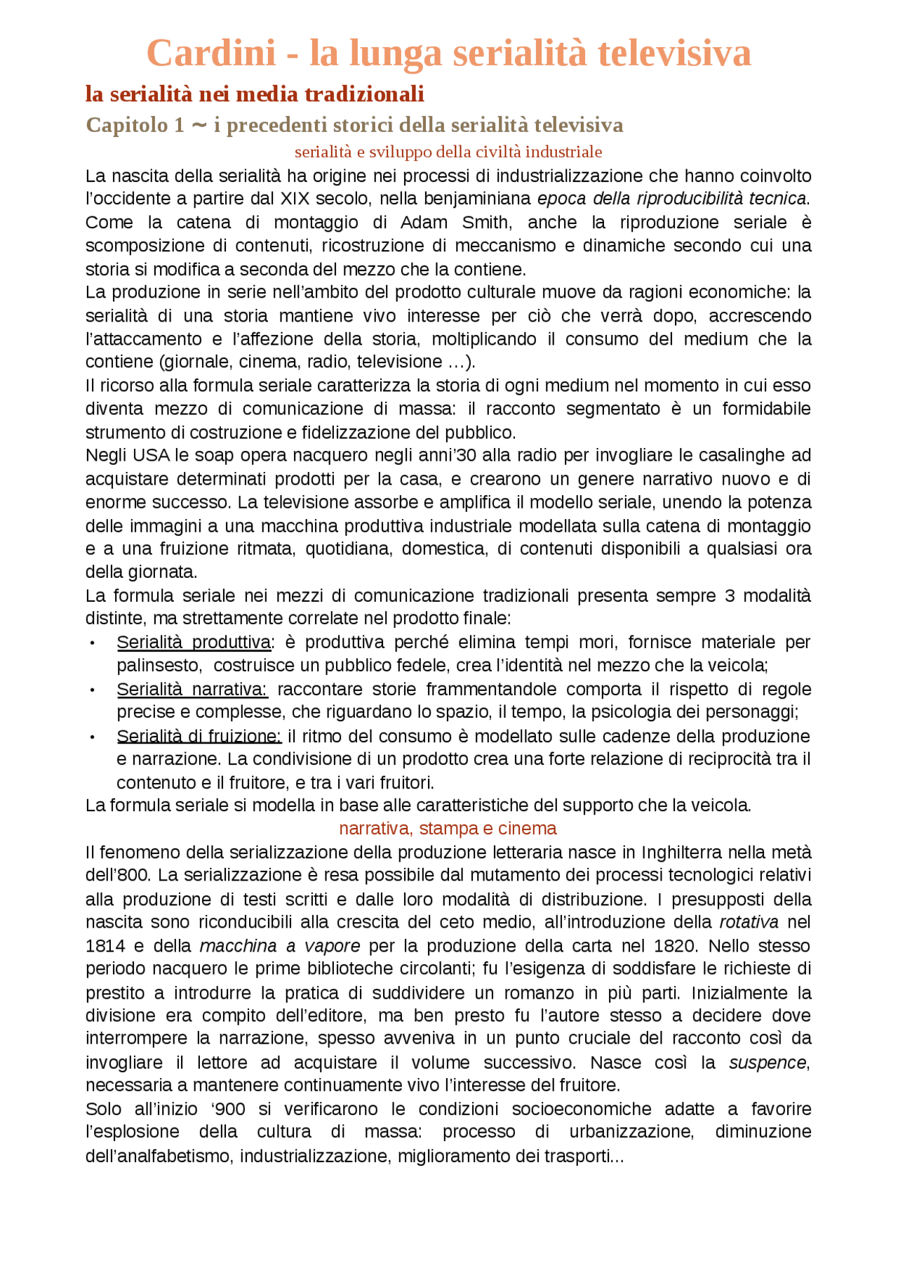 La Lunga Serialità Televisiva Docsity