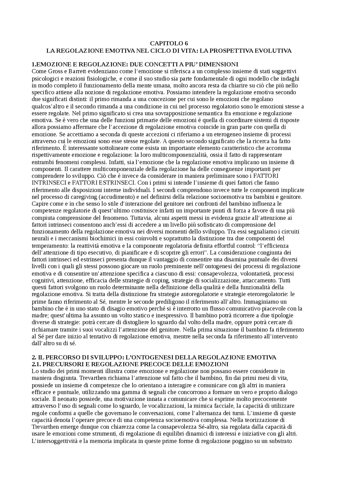 Sintesi Capitolo Del Libro La Regolamentazione Delle Emozioni Docsity