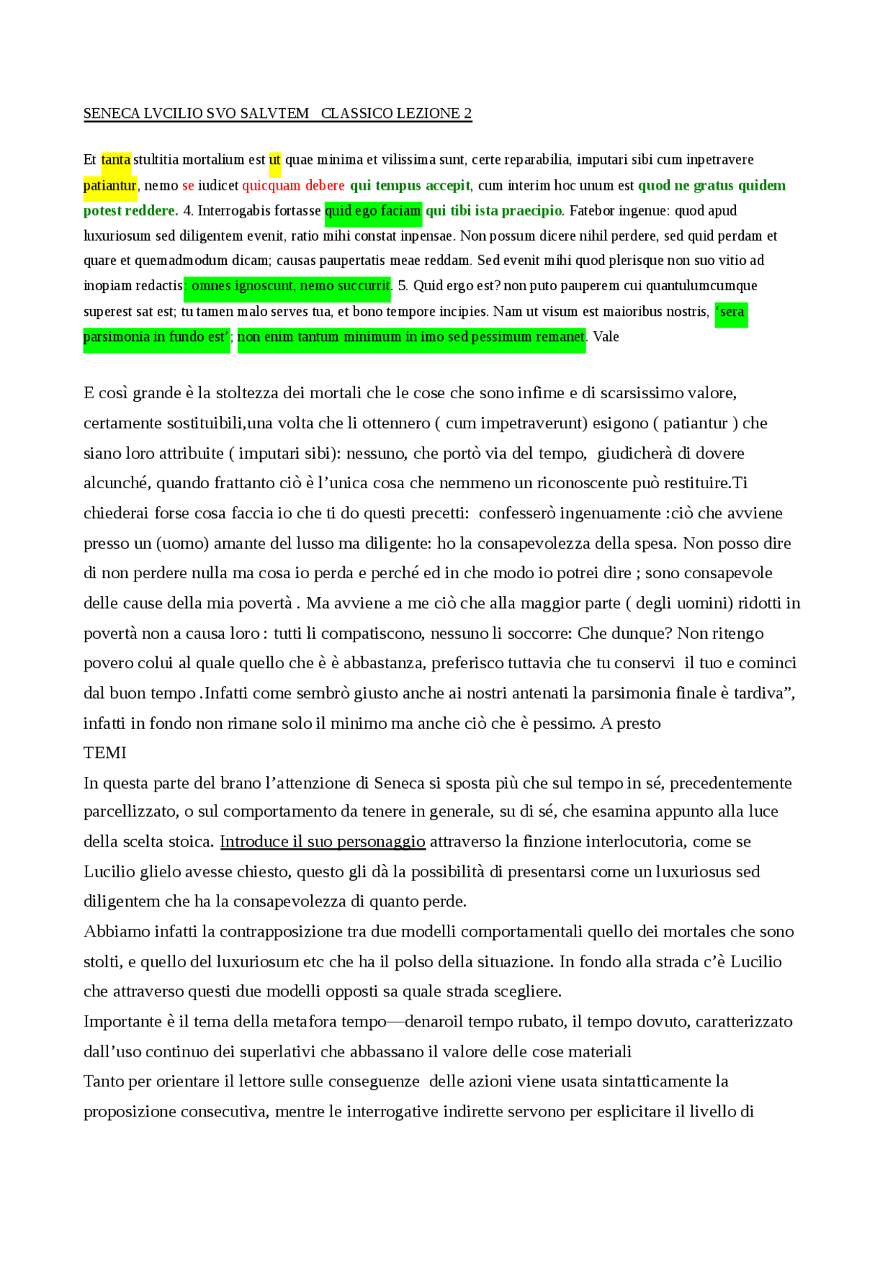 Seneca Lvcilio Svo Salvtem Classico Docsity