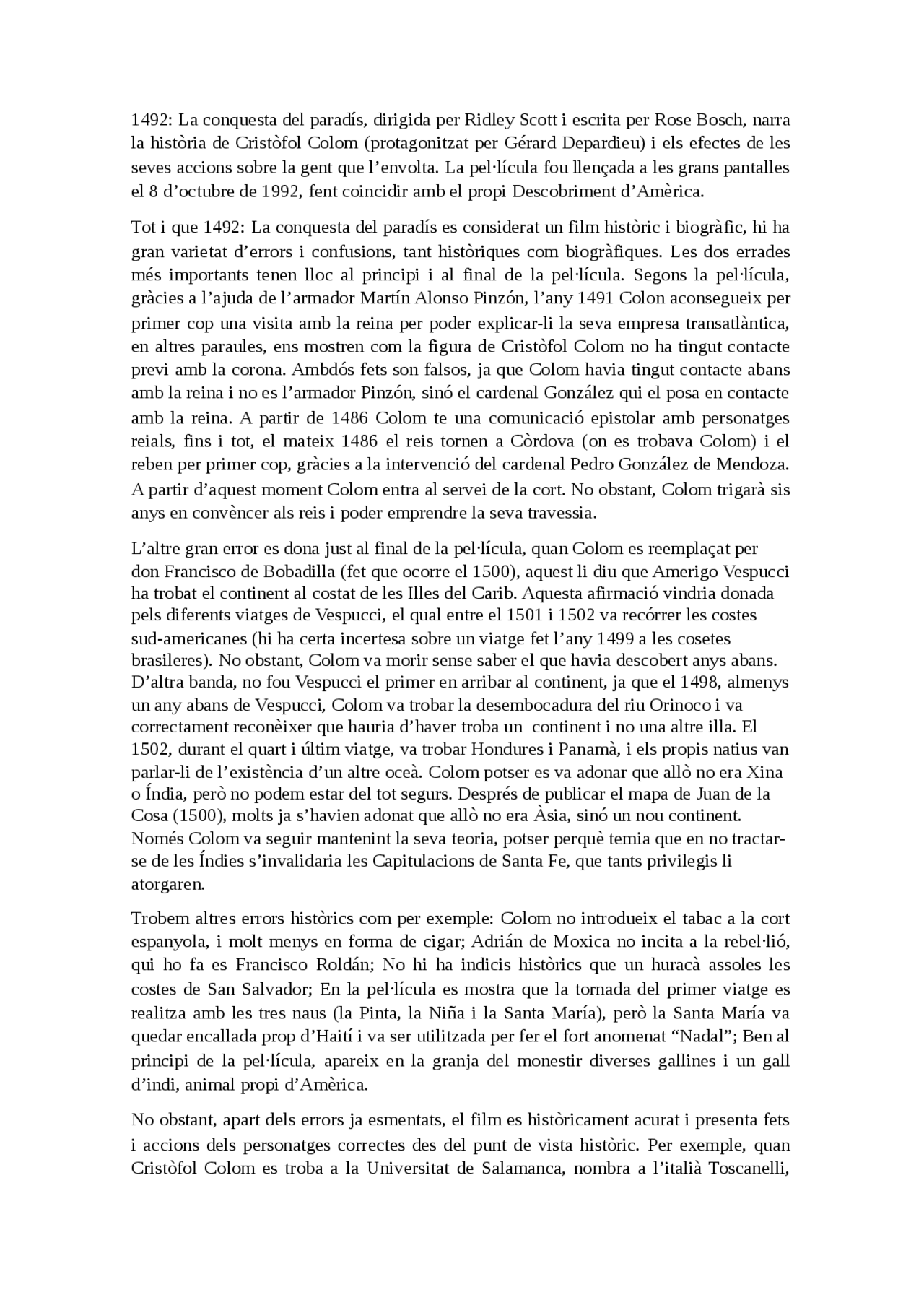 Treball Història Moderna Comentari d'una pel·lícula històrica - Docsity