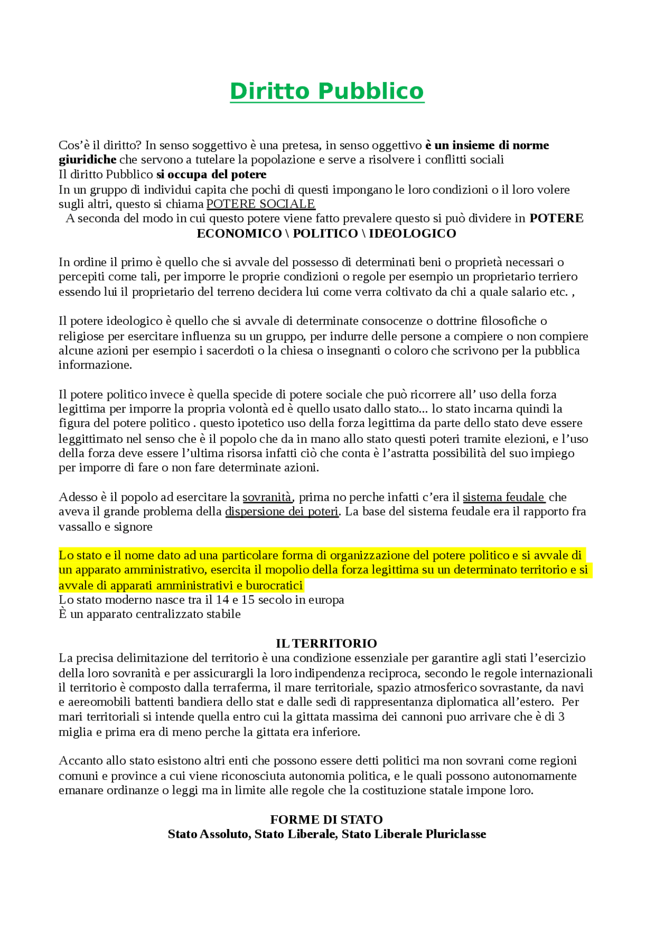Appunti Di Diritto Pubblico Prime 6 Lezioni Docsity