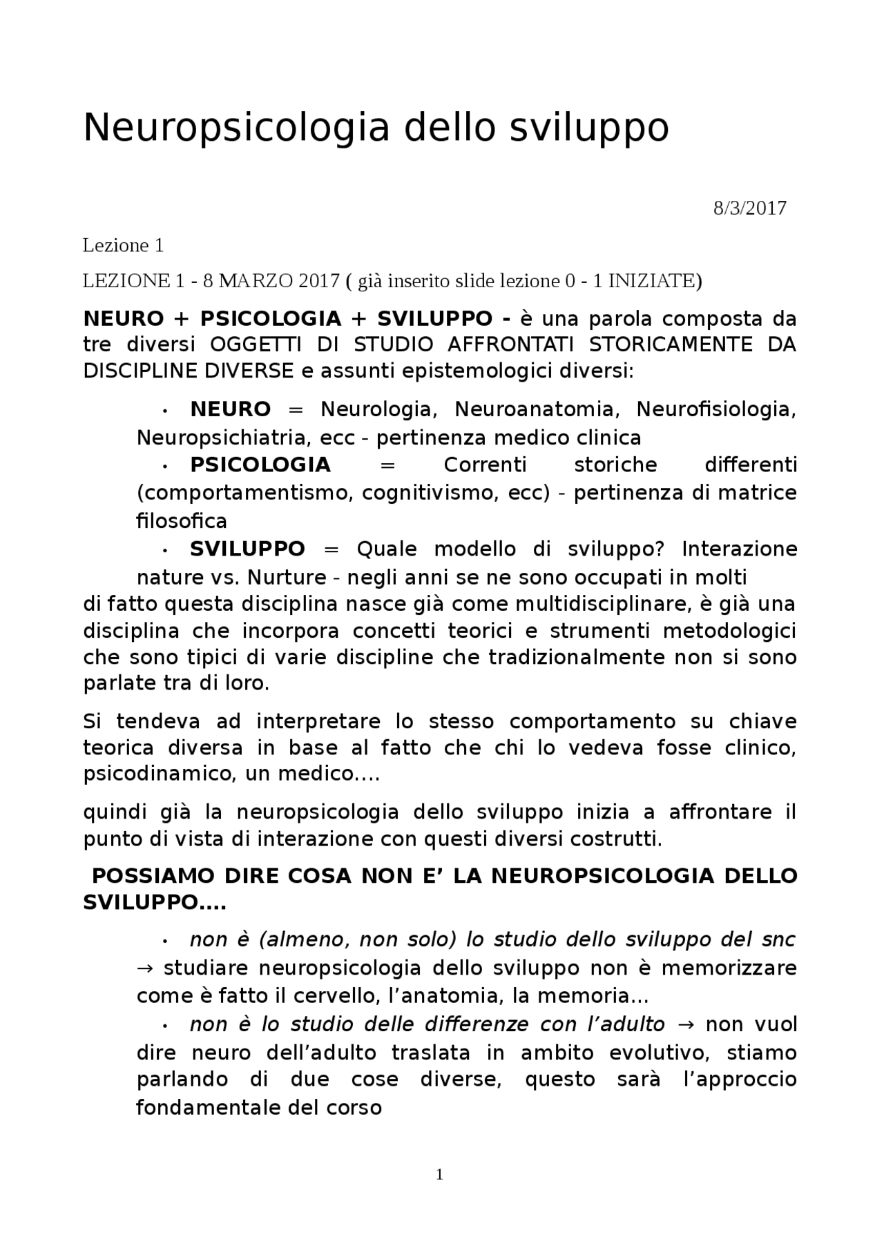 Neuropsicologia Dello Sviluppo Mento Appunti Di Neuropsicologia Docsity