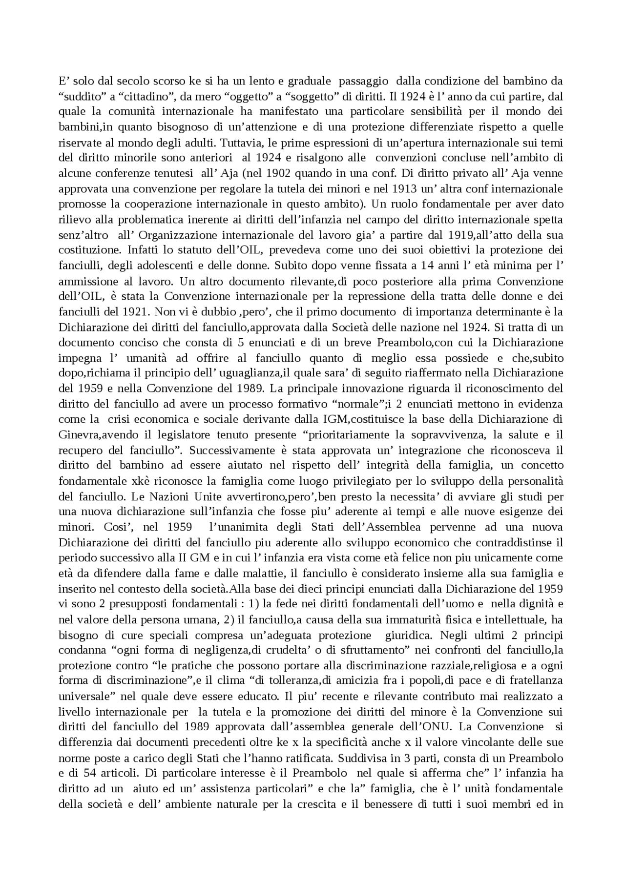 Tutela Internazionale Del Minore Nei Conflitti Armati Docsity