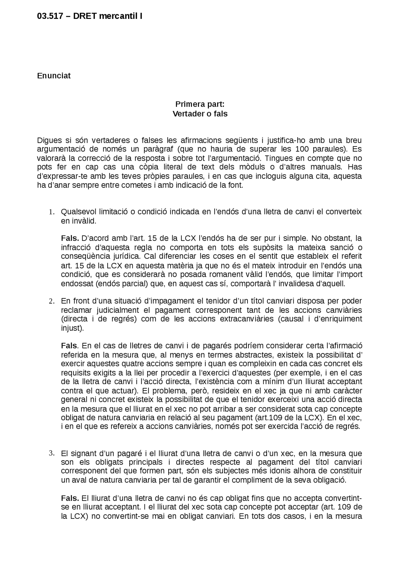 SoluciÓ Pac 3 Dret Mercantil I Docsity