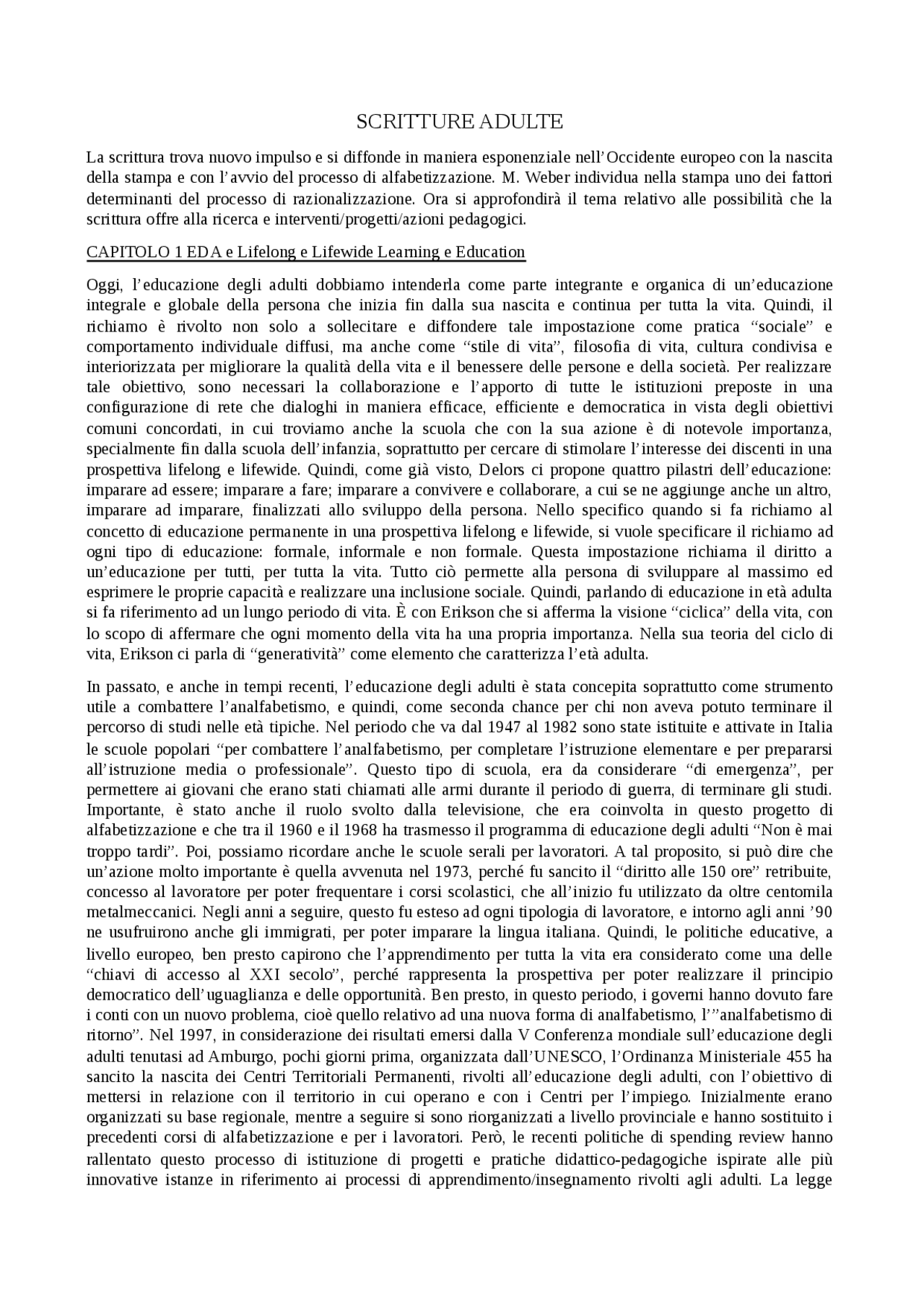 Esame Educazione Degli Adulti Docsity