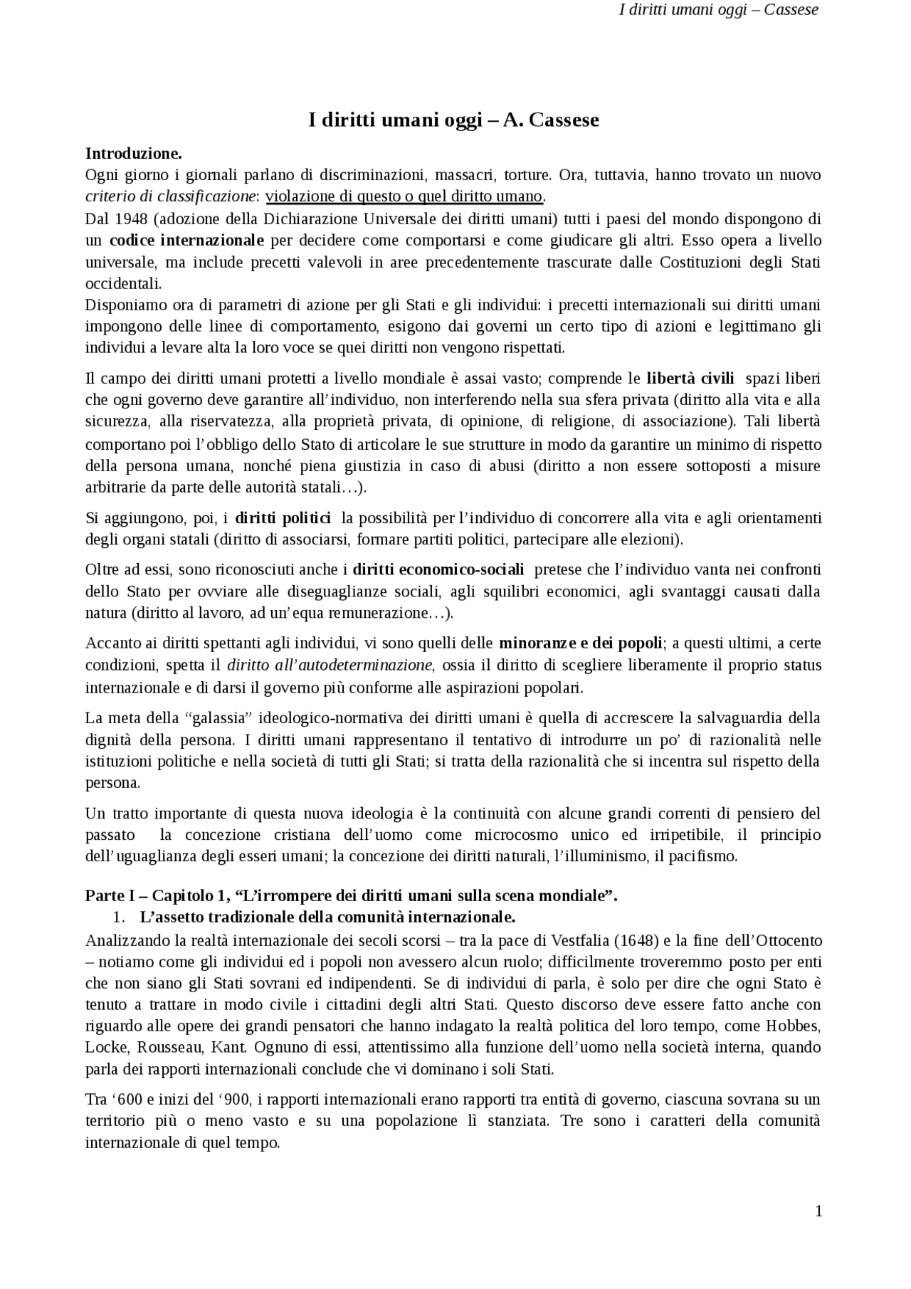 I Diritti Umani Oggi Cassese Docsity