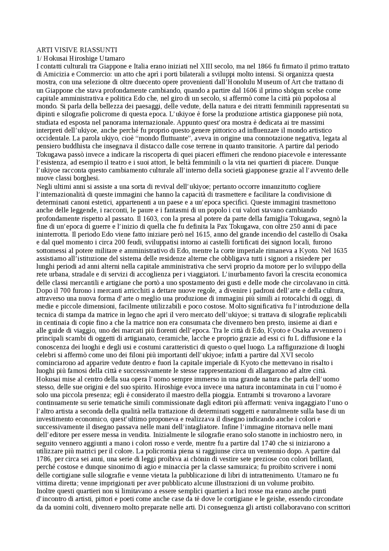Arti Visive Riassunto Docsity