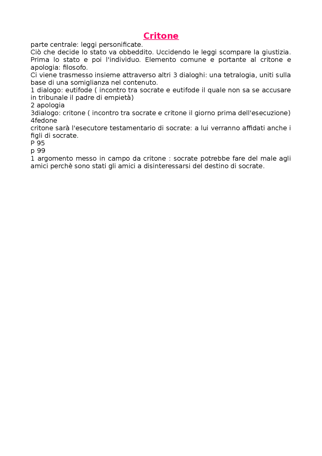 Il Critone Di Platone Docsity