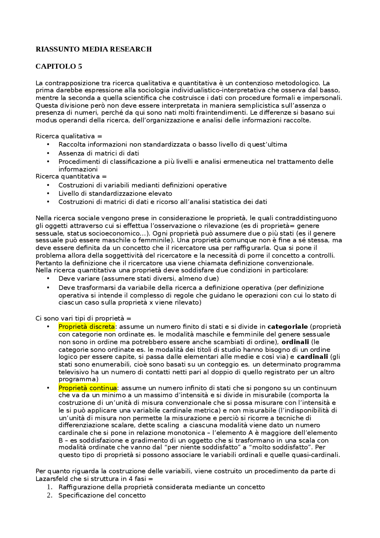 Sintesi Libro Media Research Docsity