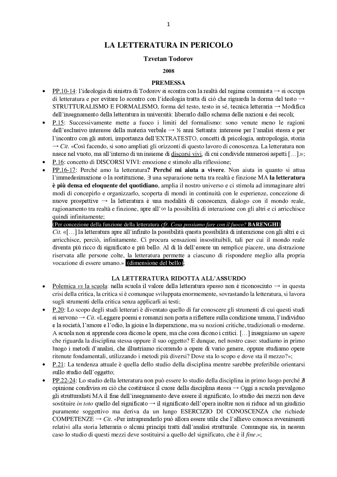 La Letteratura In Pericolo Docsity