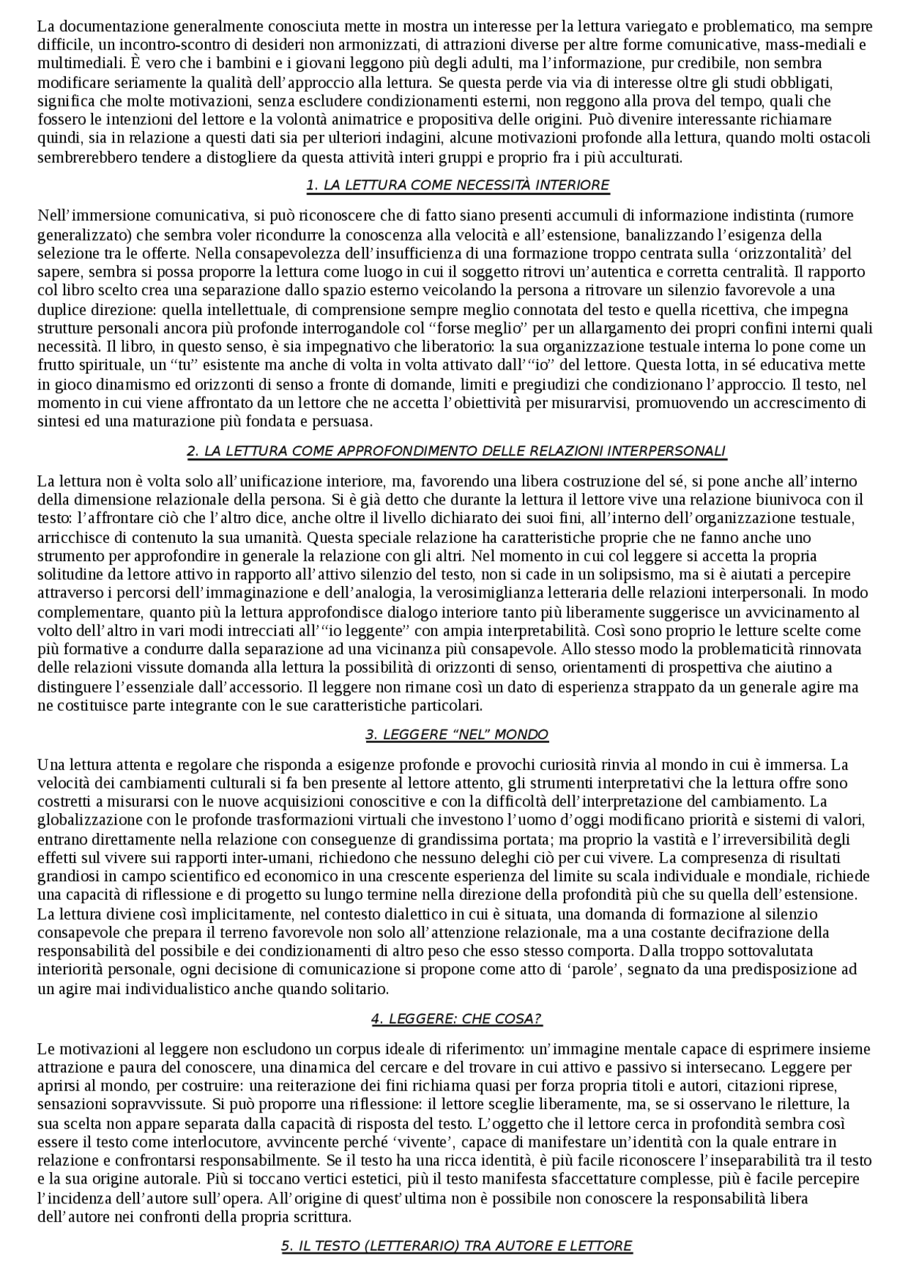 Lo Spazio Del Leggere Docsity
