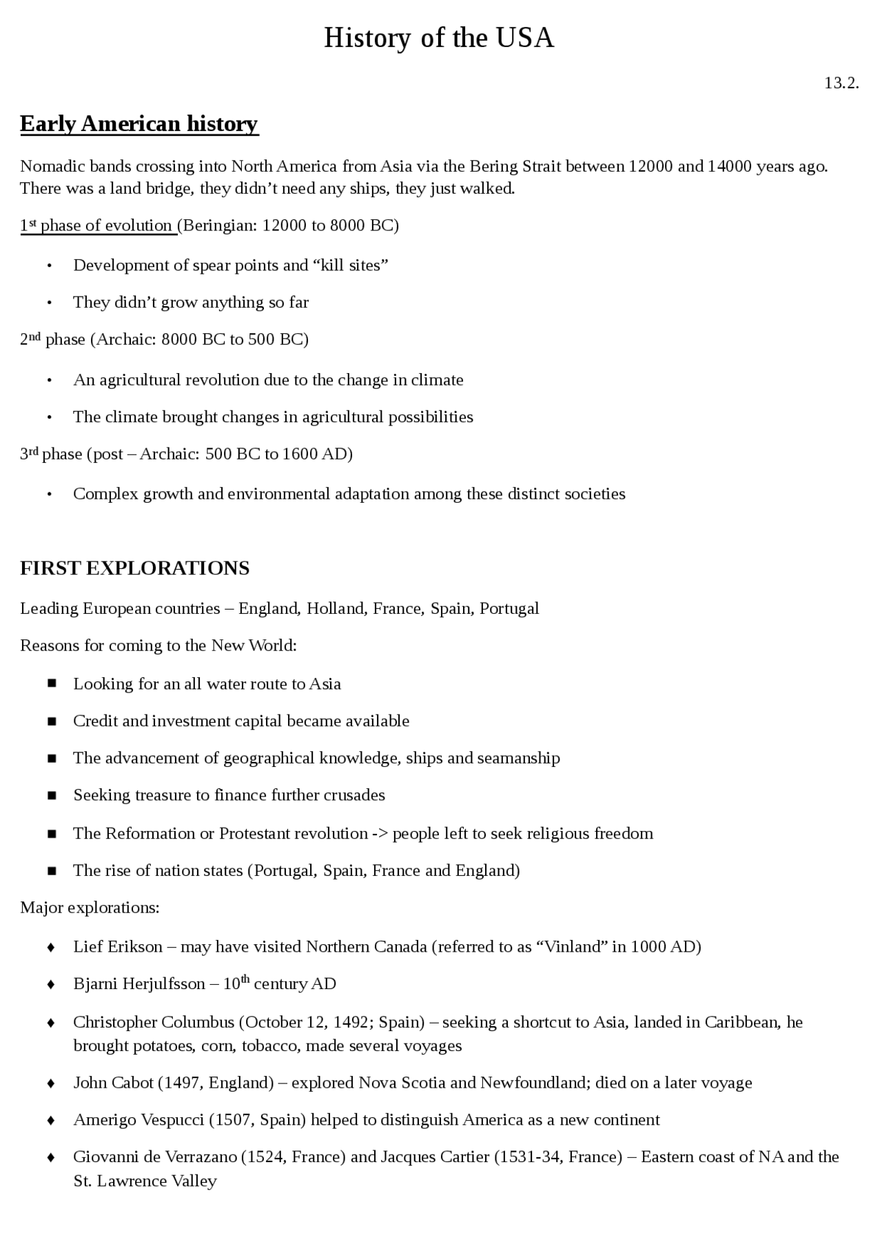 American History In Short Docsity