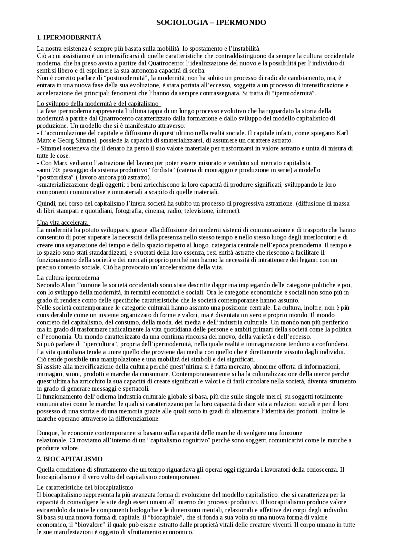 Riassunto Ipermondo Iulm Docsity