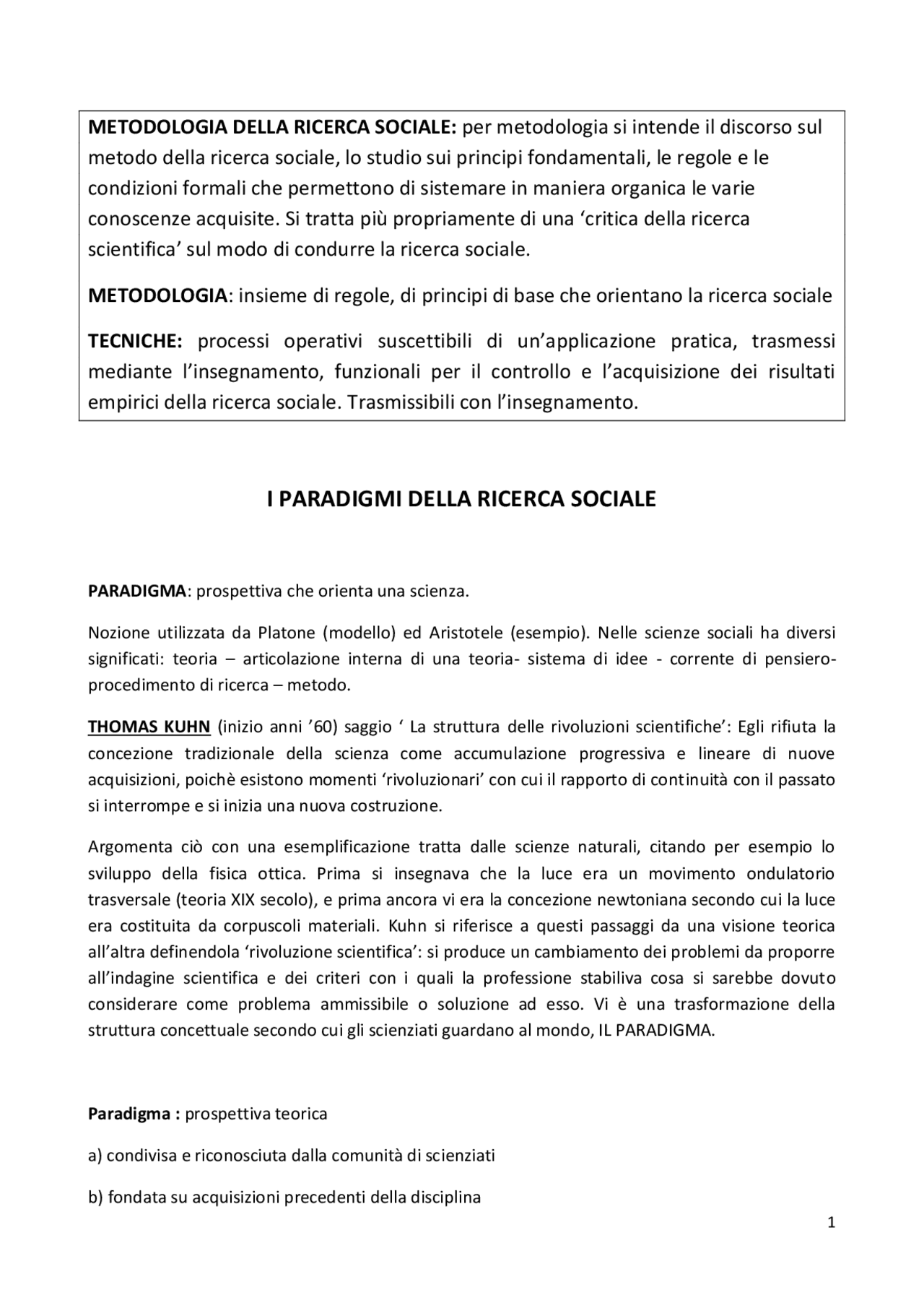 La Ricerca Sociale Metodologia E Tecniche Riassunto Docsity