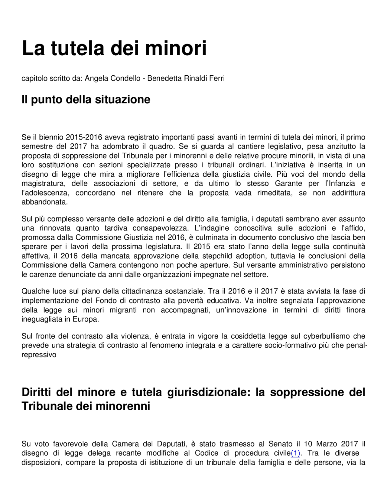 Tutela Dei Minori Diritti Docsity
