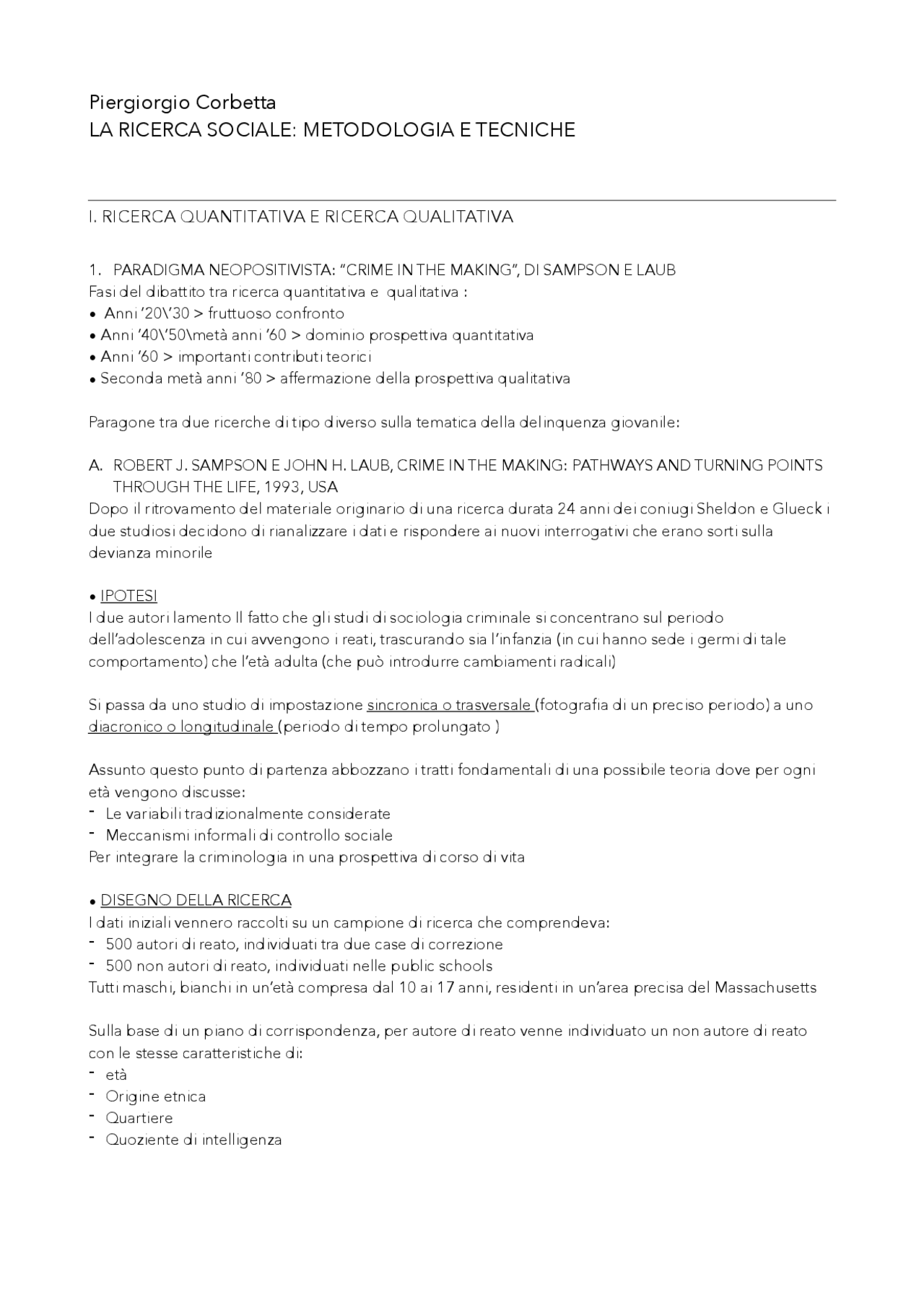 Piergiorgio Corbetta La Ricerca Sociale Metodologia E Tecniche Docsity