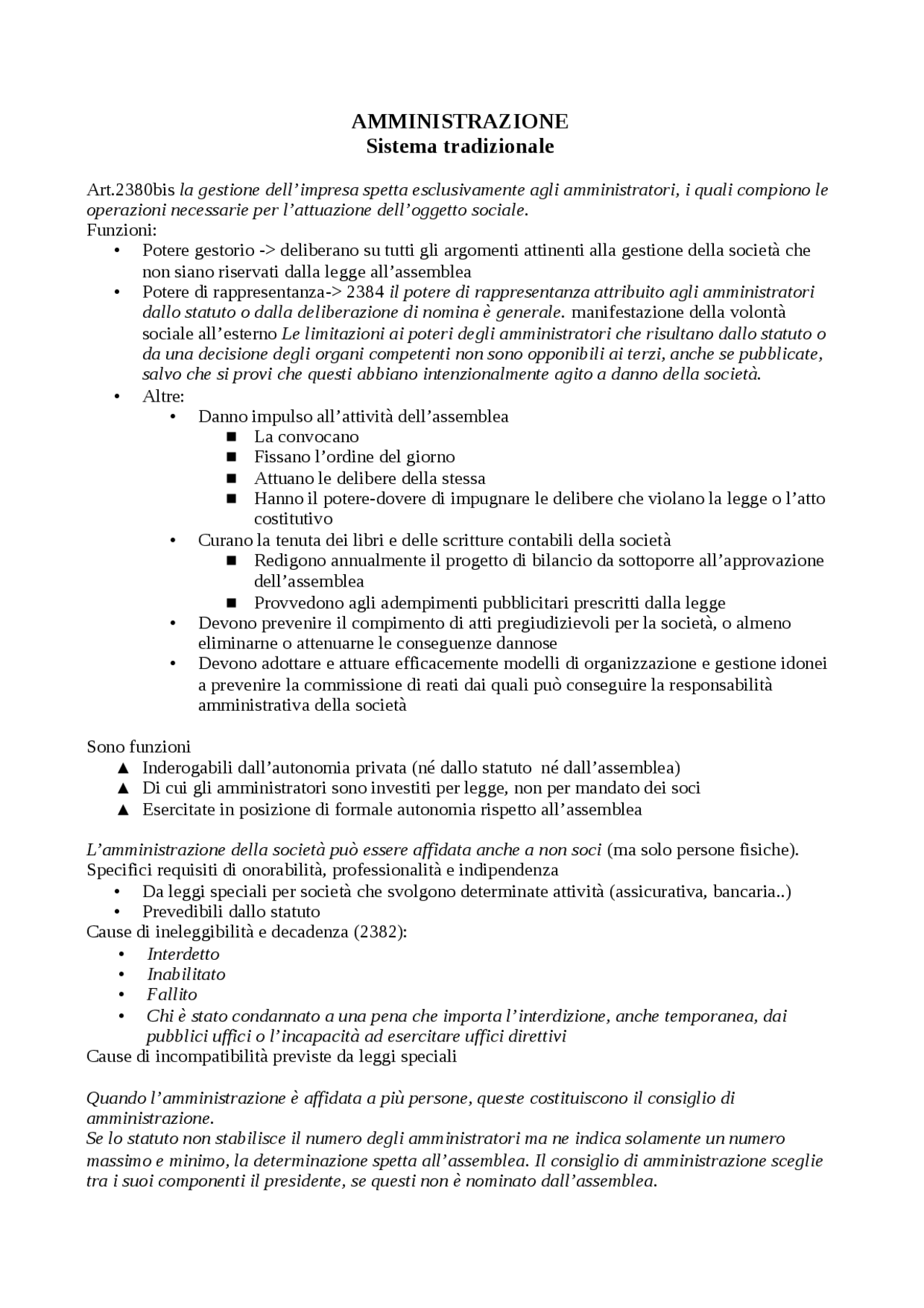 Amministrazione Spa Riassunto Campobasso Docsity