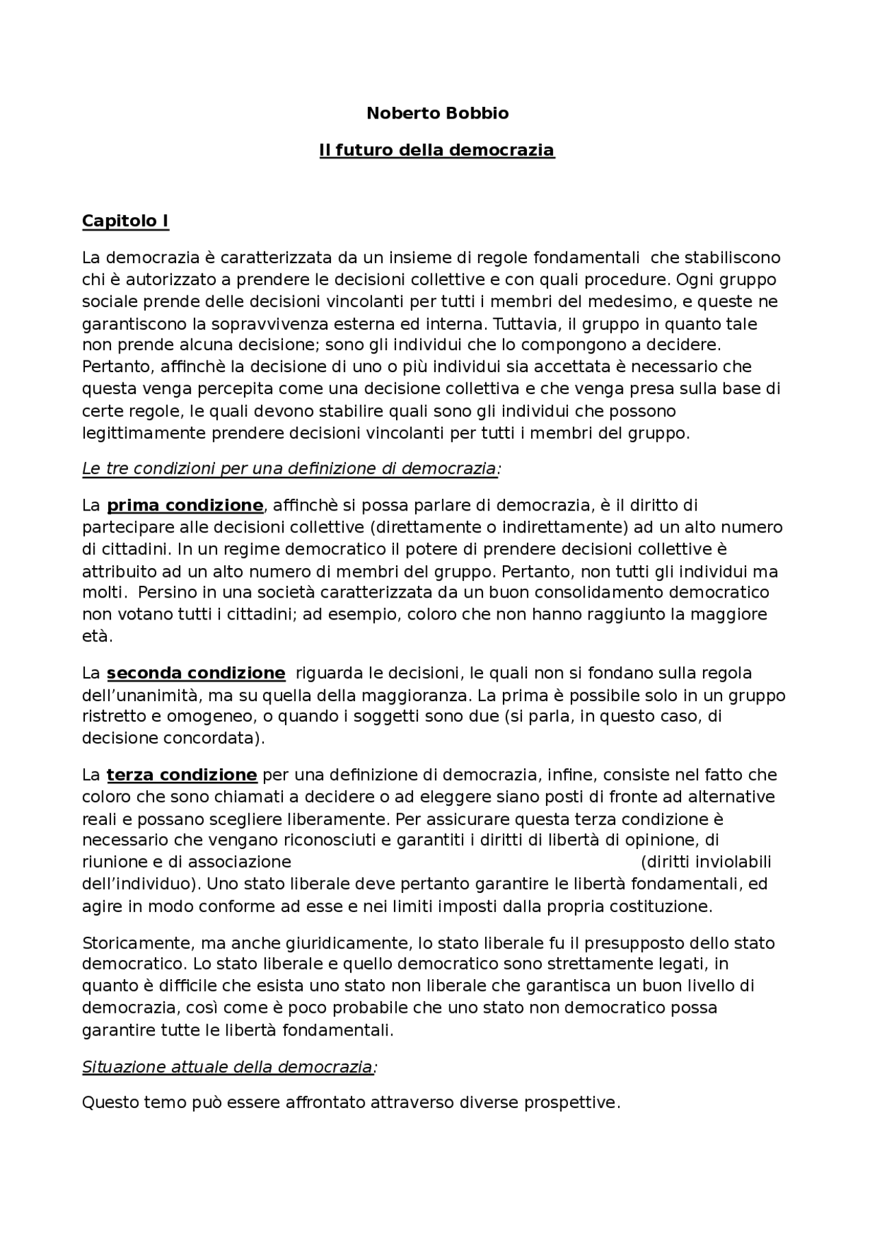 Il Futuro Della Democrazia Docsity