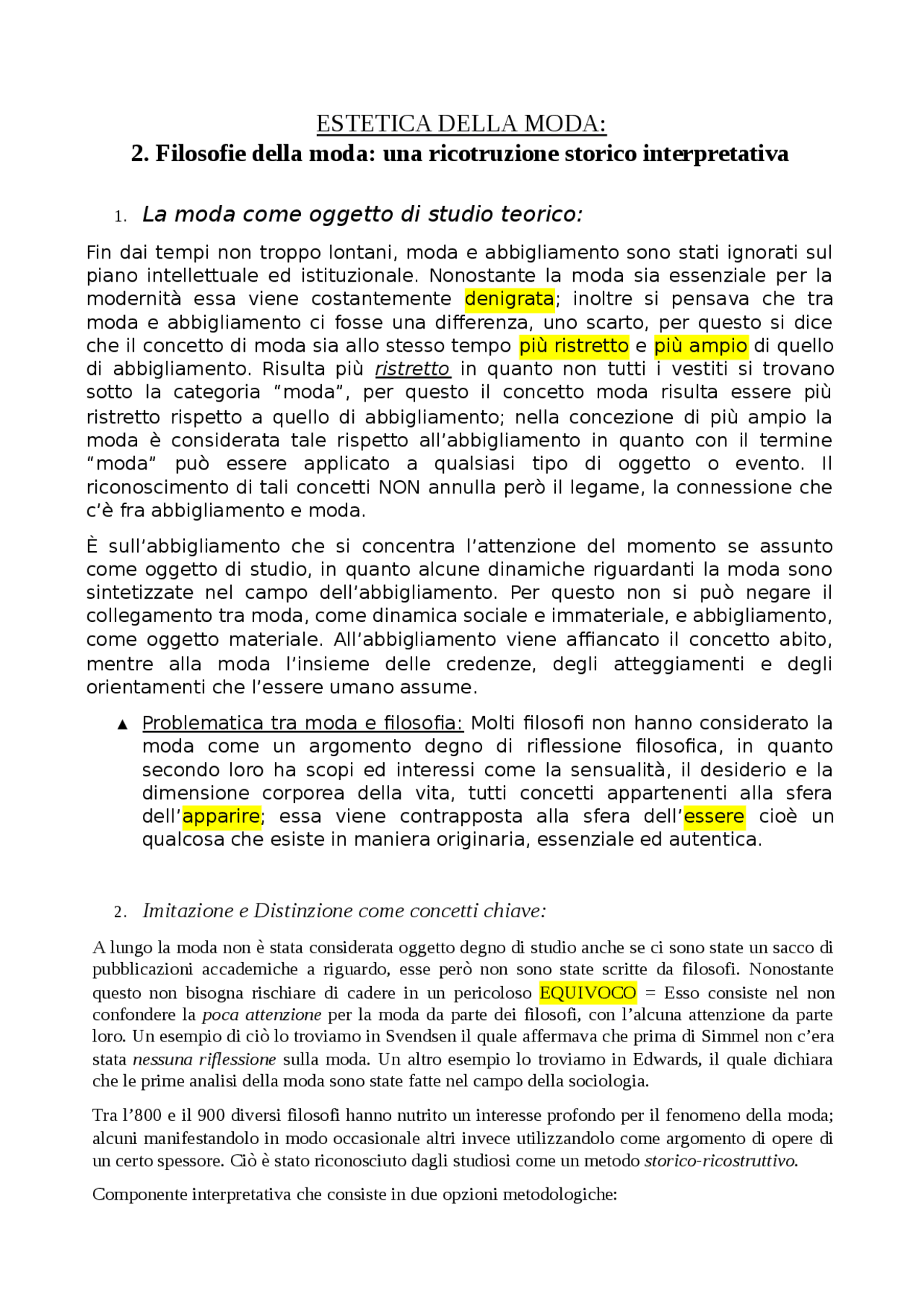 Estetica Della Moda Docsity