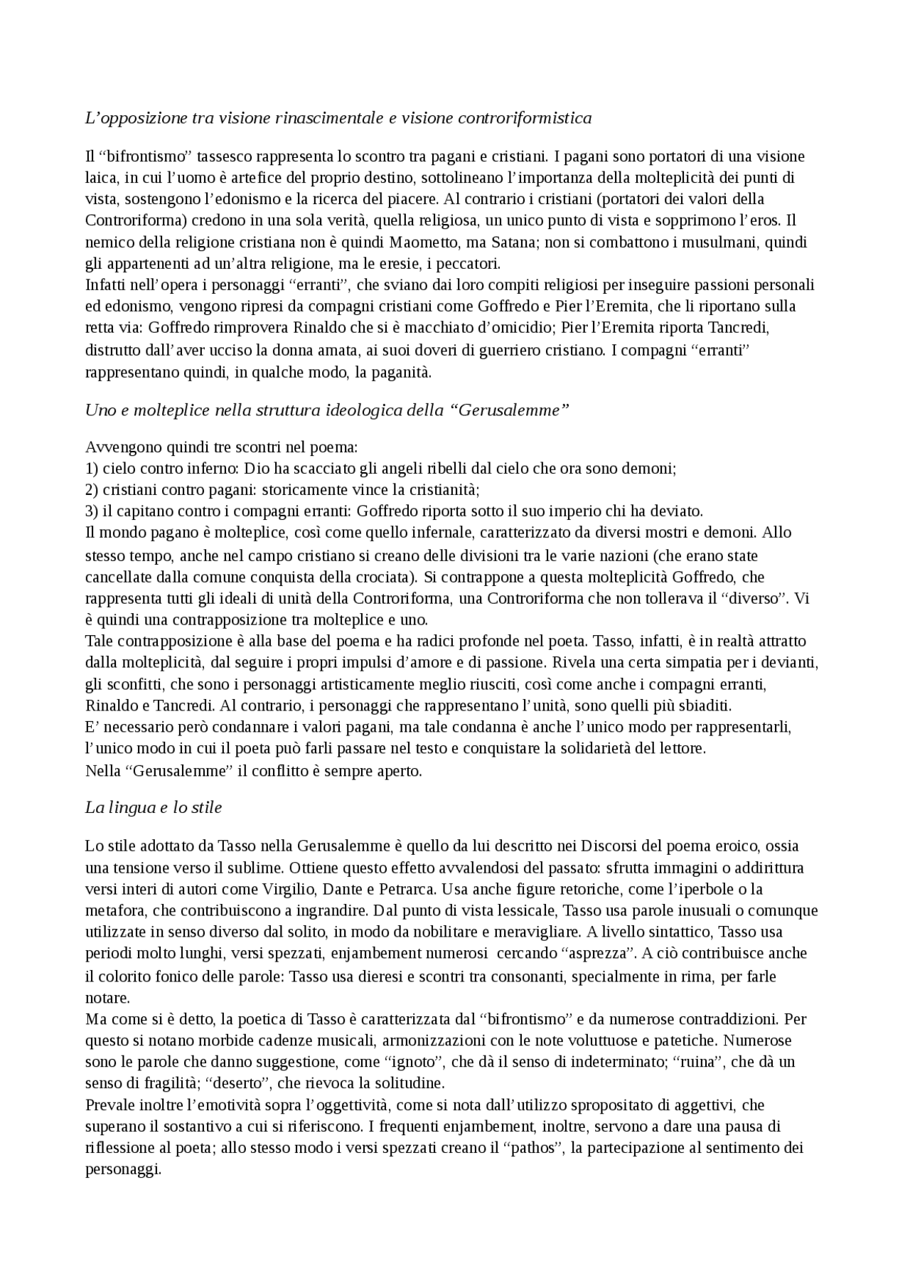 Gerusalemme Liberata Docsity