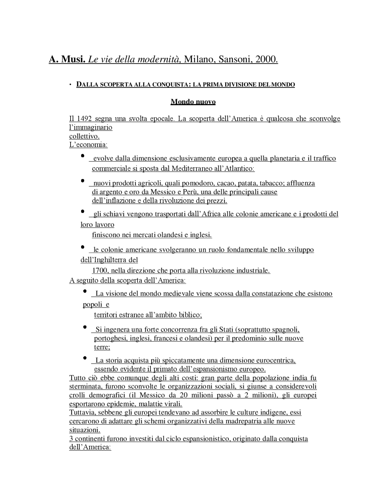 Riassunto Le Vie Della Modernità Docsity