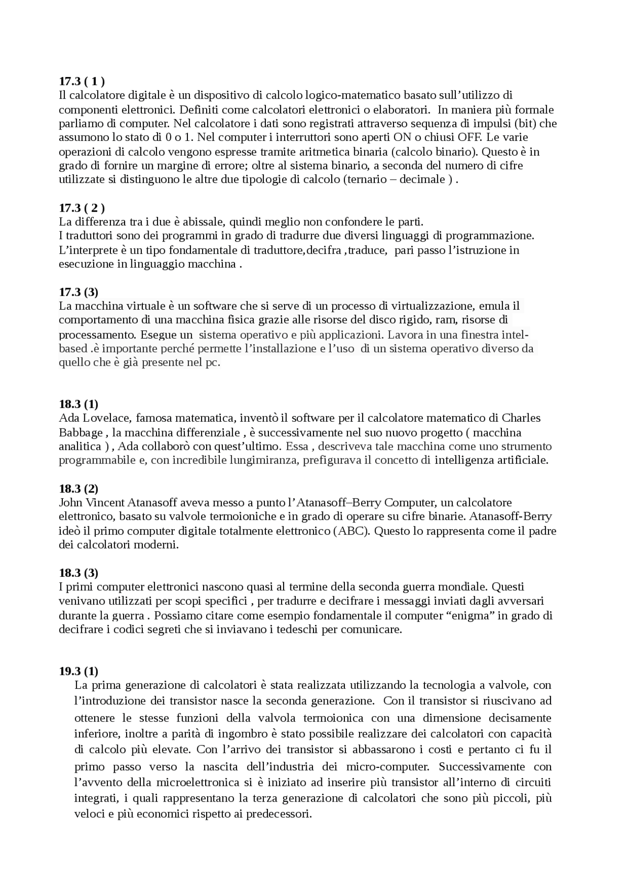 Esercitazioni Informatica E Campus Esercizi Di Computer Science Docsity