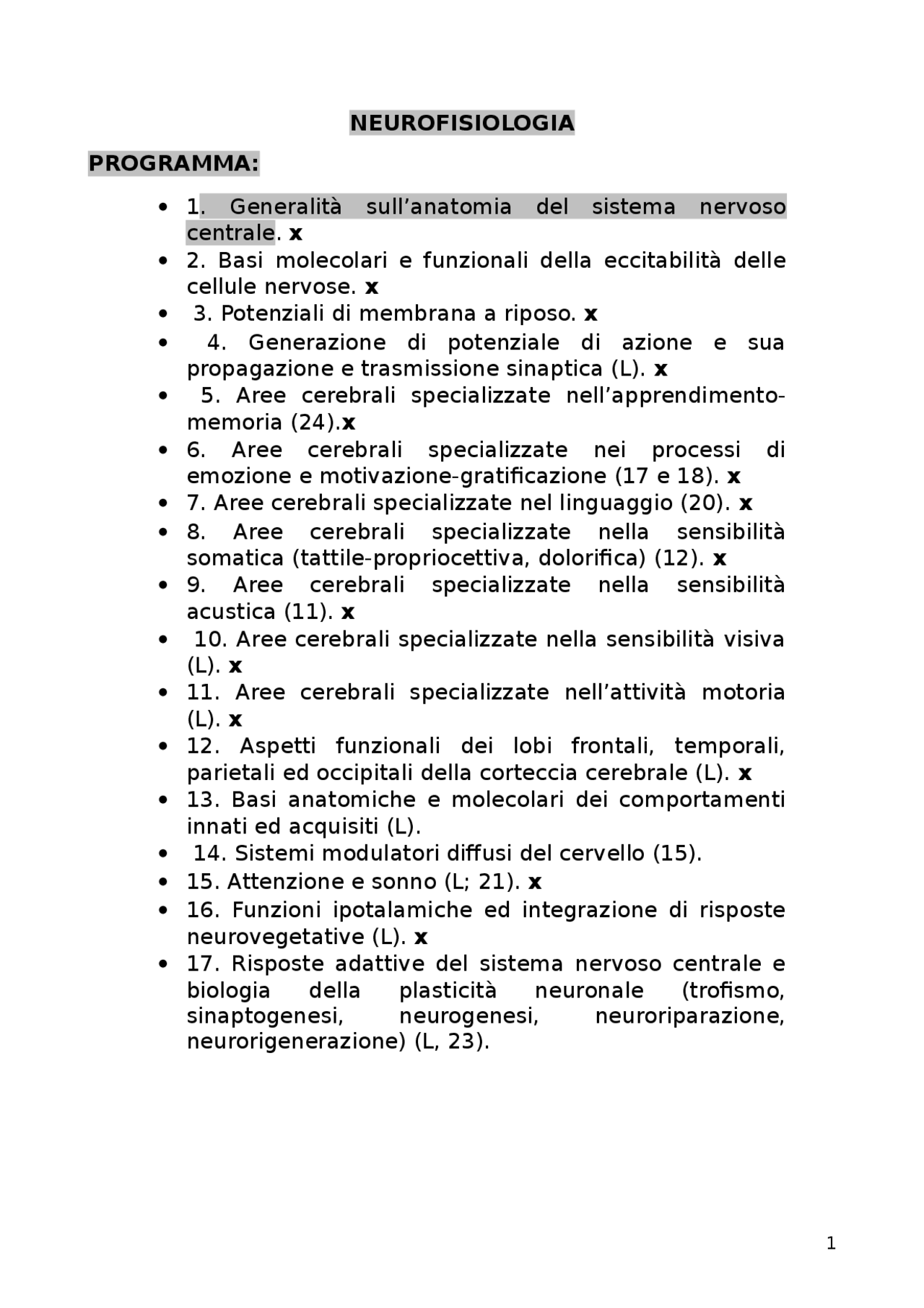 Riassunto Funzioni Cerebrali Docsity