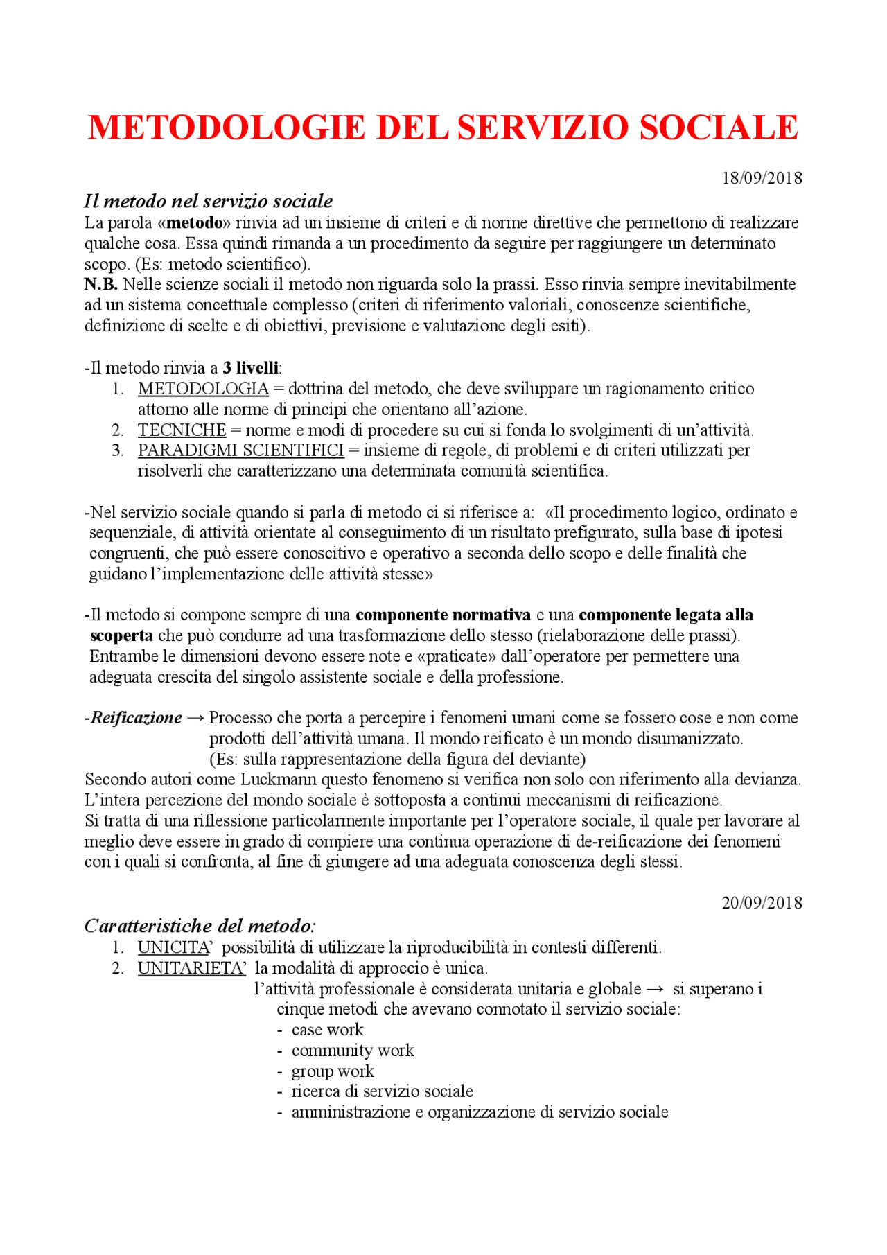 Appunti Di Metodologie Del Servizio Sociale Docsity