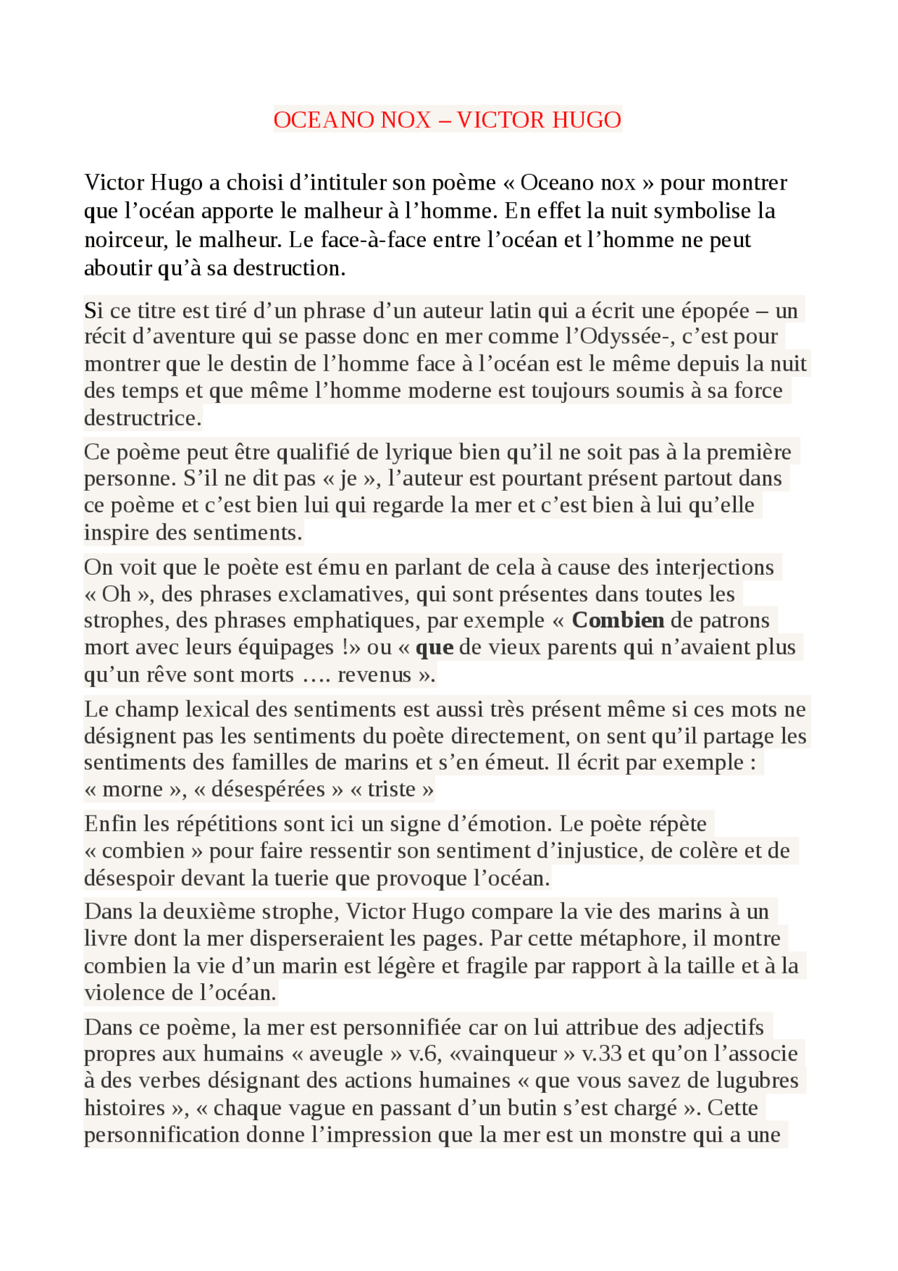 Oceano Nox Analisi Testuale Docsity