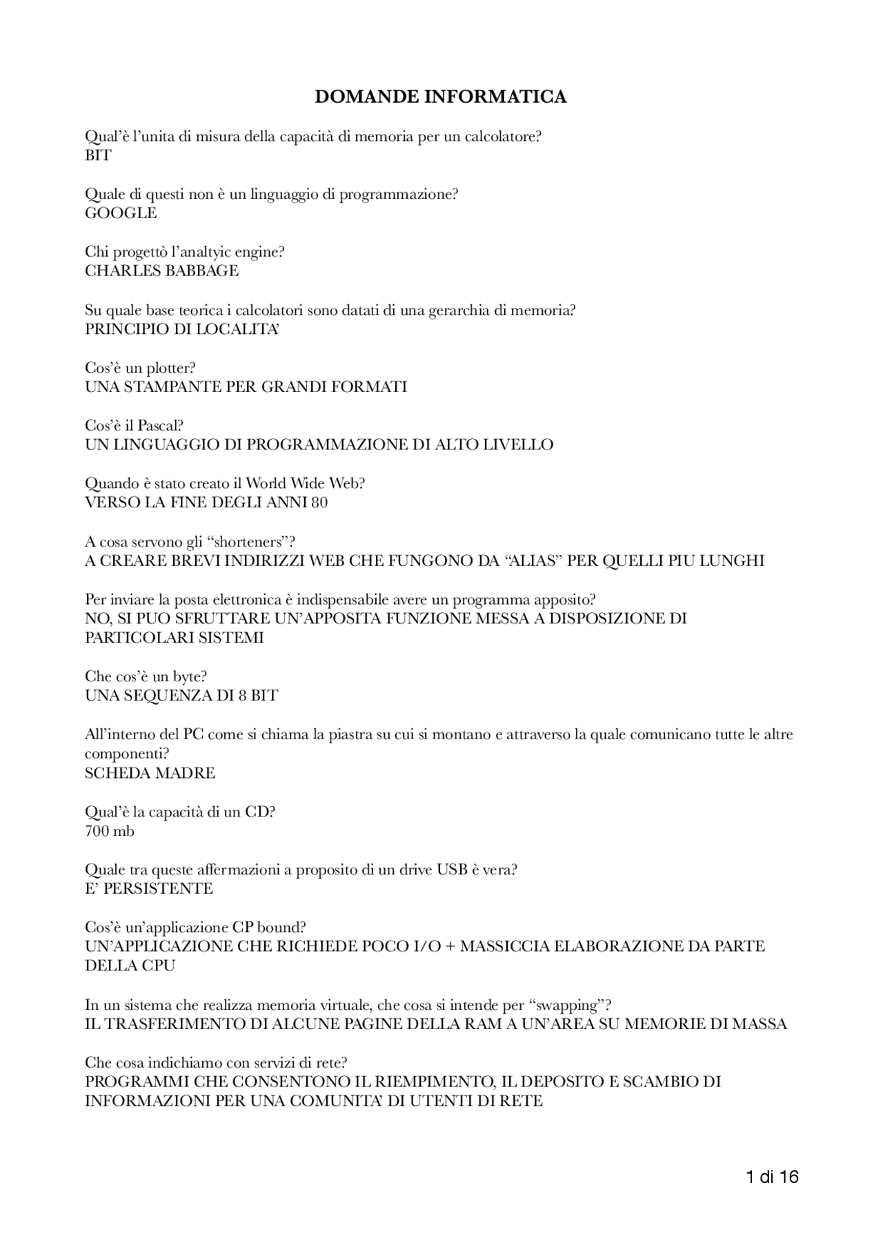 Domande Di Informatica Docsity
