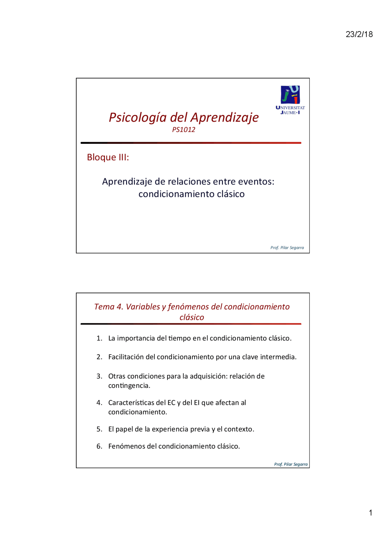 Apuntes De Psicología Del Aprendizaje Docsity