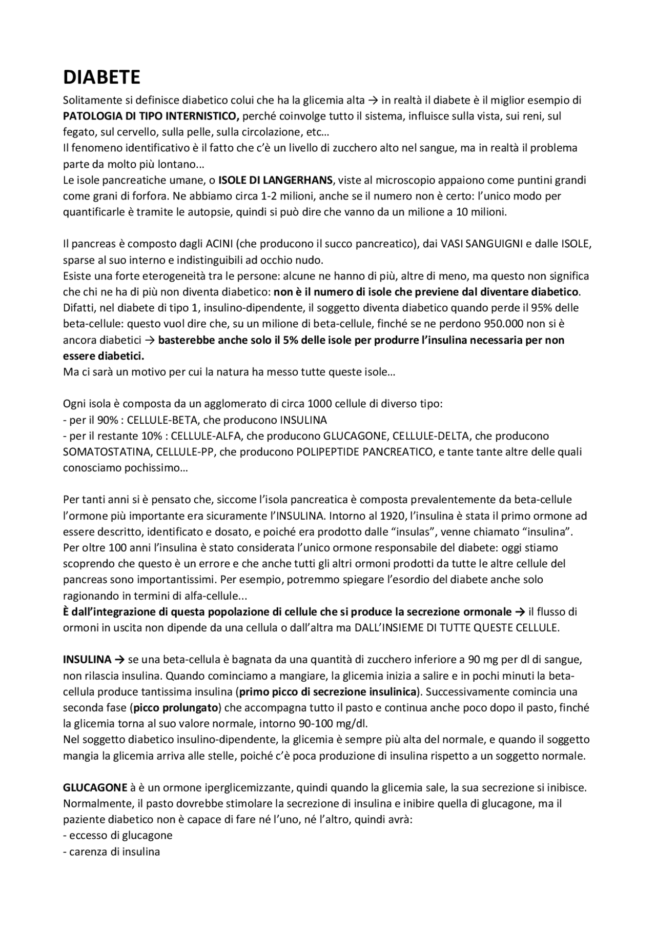 Diabete Cause E Trattamento Docsity