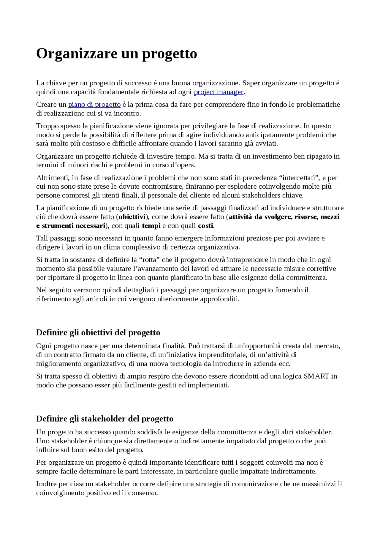Appunti Di Project Managment Docsity
