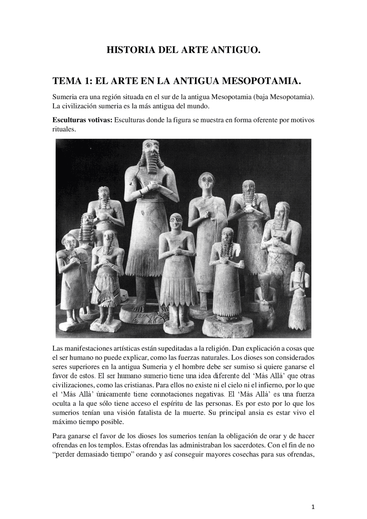 Historia del arte antiguo - Apuntes. - Docsity