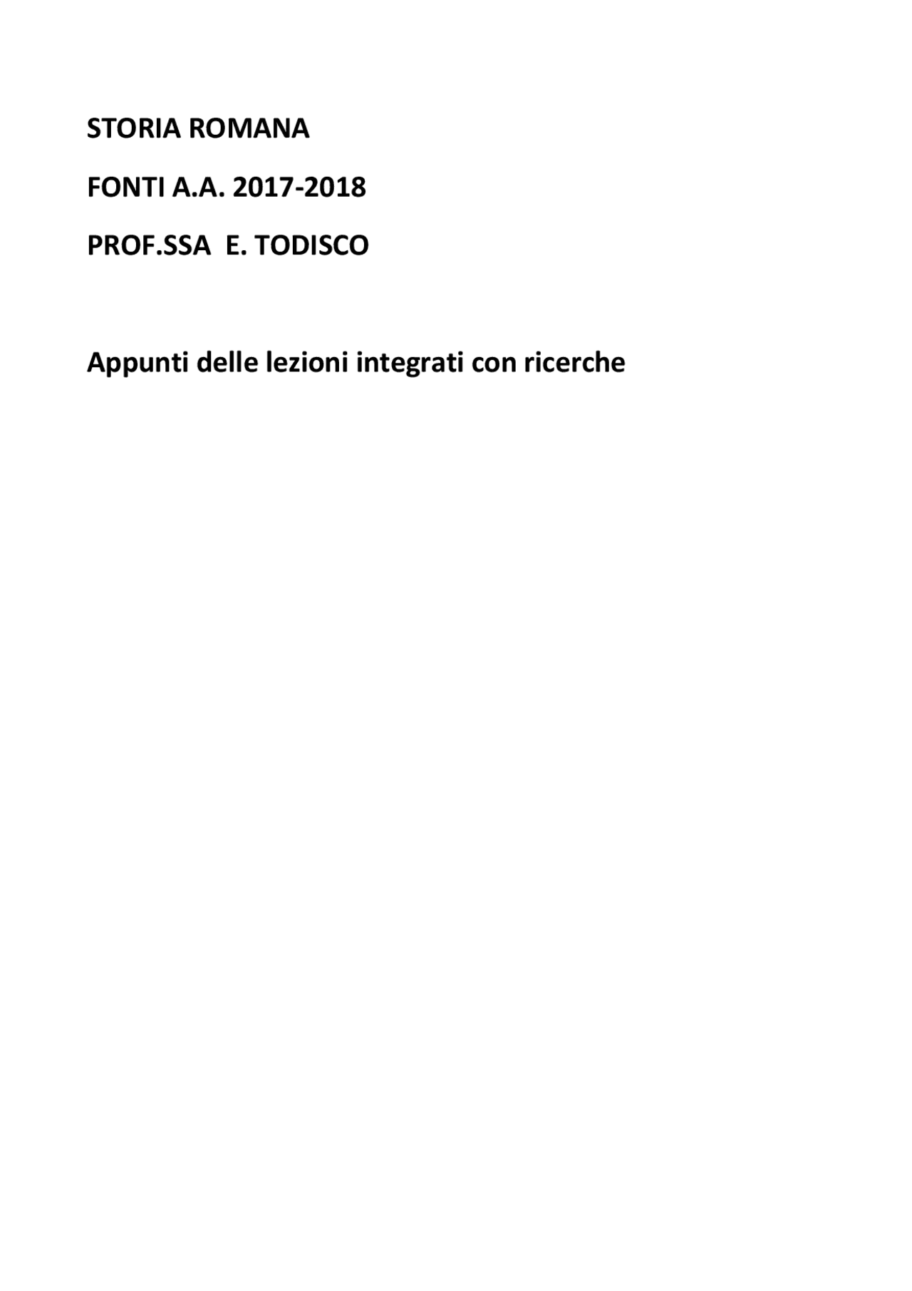 Appunti Fonti Di Storia Romana 2017 2018 Docsity