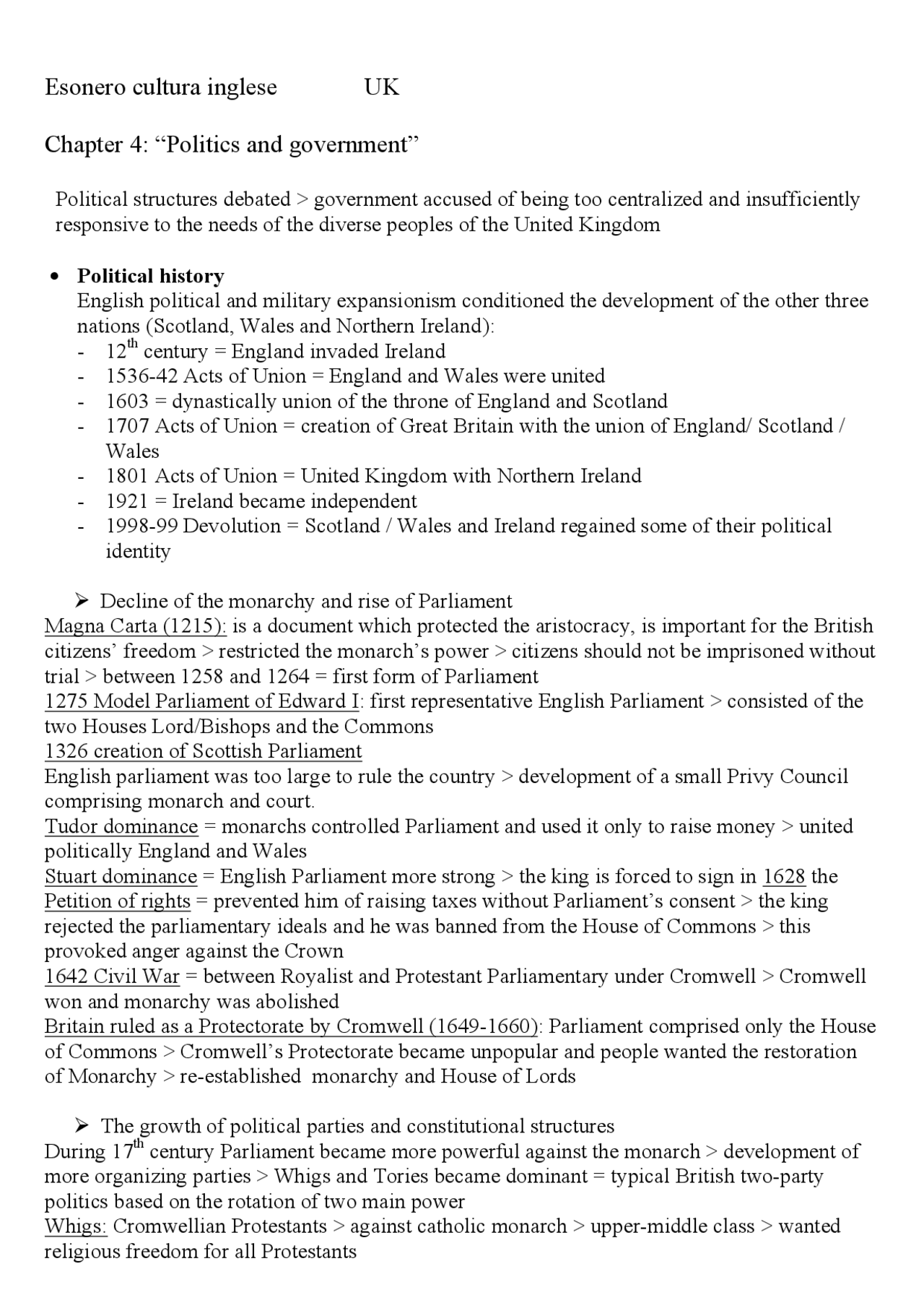 Riassunto British Civilization Docsity