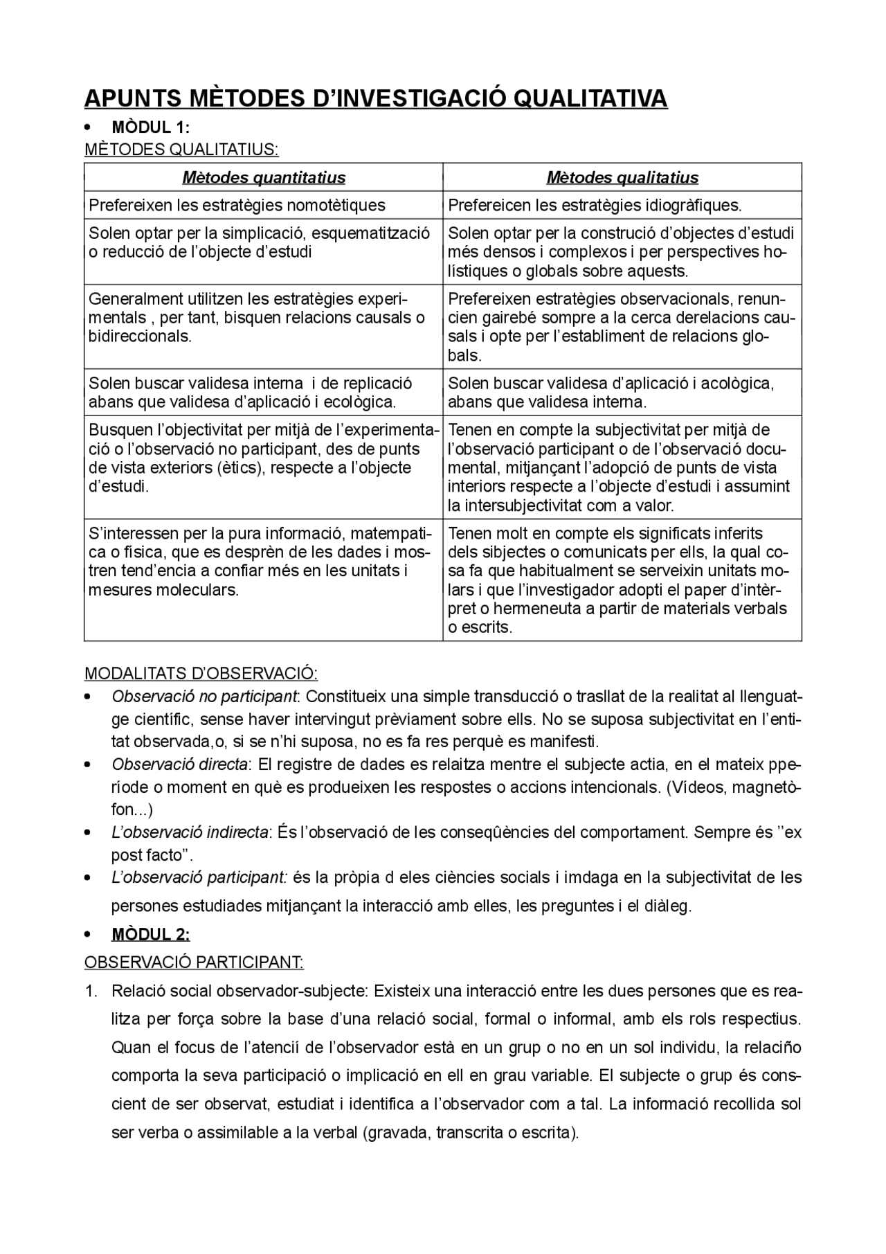 Aputs MÈtodes DinestigaciÓ Qualitativa Docsity