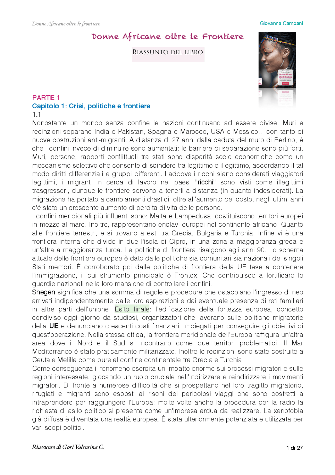 Donne Africane Oltre Le Frontiere Riassunto Completo Del Libro Docsity
