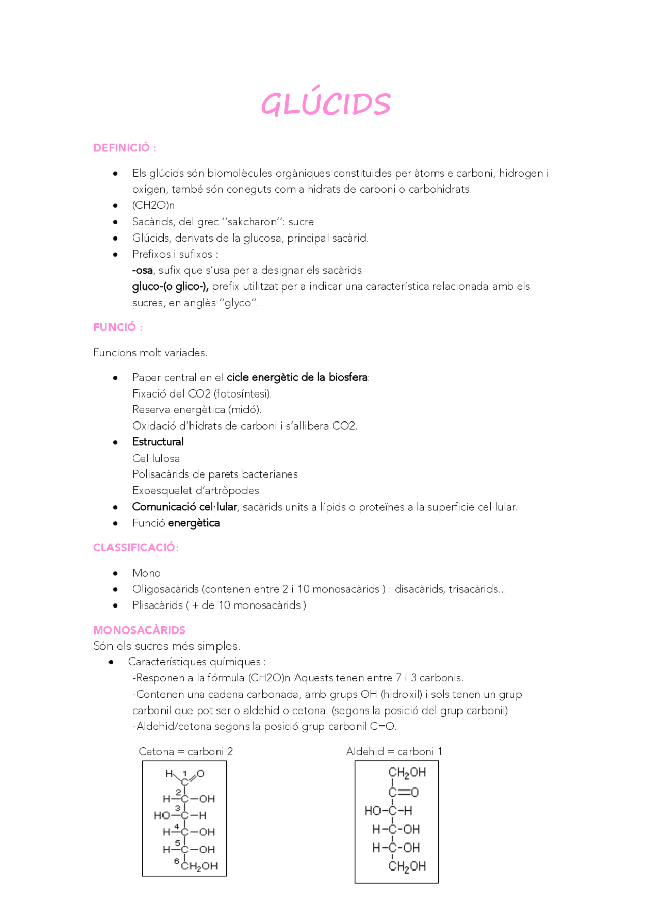 Els Glúcids Apuntes Docsity