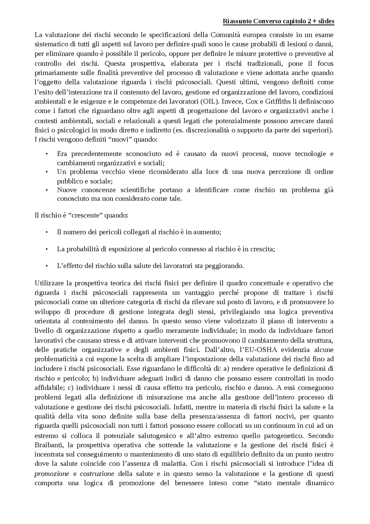 Rischi Psicosociali - Docsity